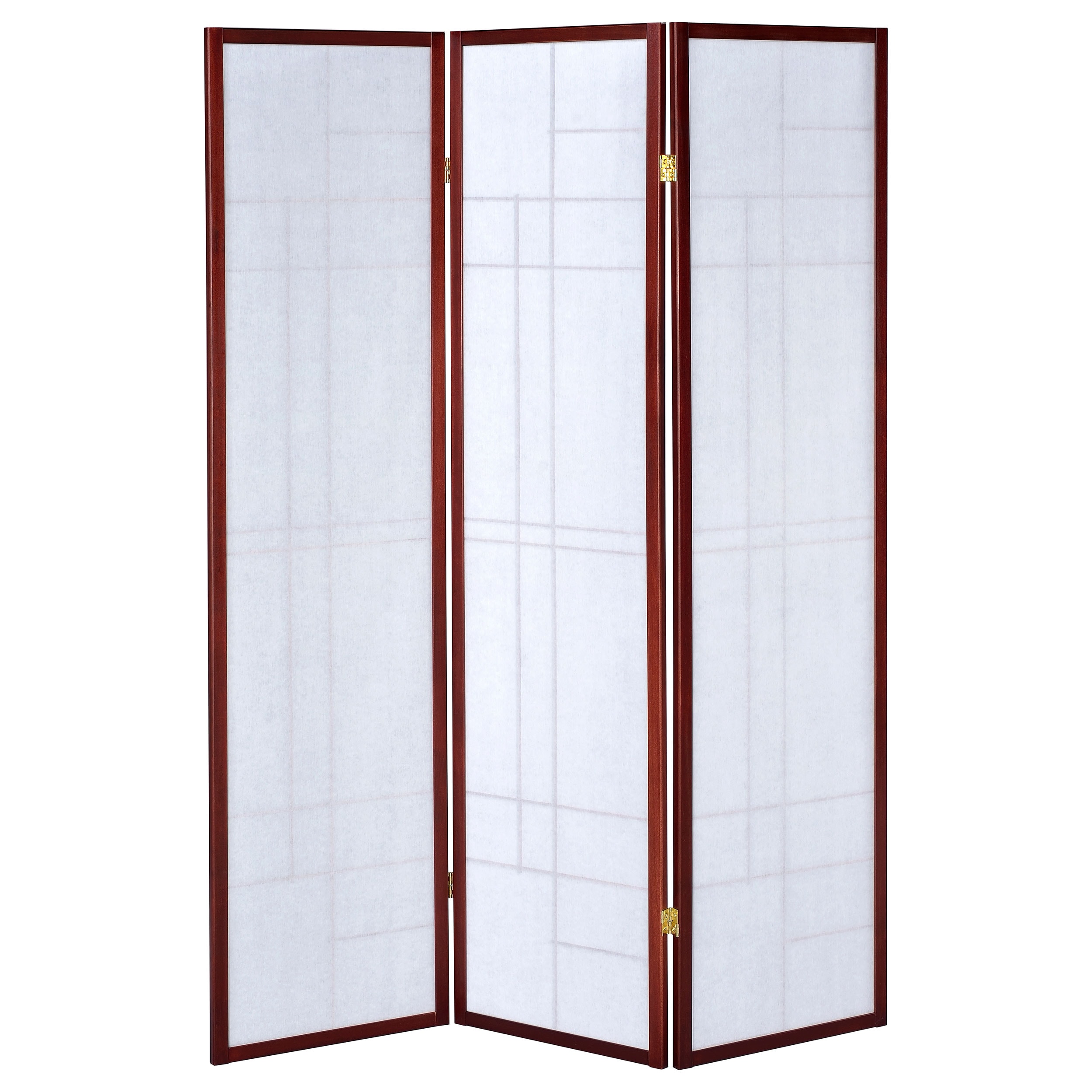 LUXEYARD 3 Panel Folding Floor Screen White and Brown Red in the ...