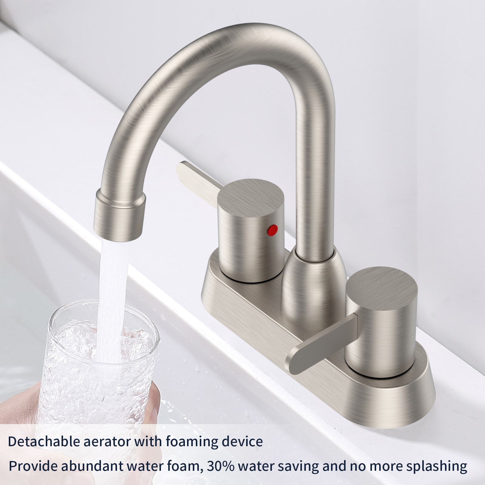 BEARSOLIM 2 Handles Mid-arc Bathroom Sink Faucet WaterSense Bathroom ...