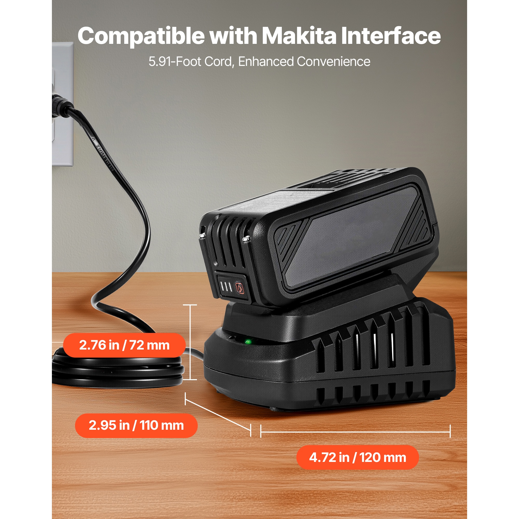 VEVOR 20V MAX Portable Battery and Charger Combo AC 110V 4.0 Ah Lithium ...