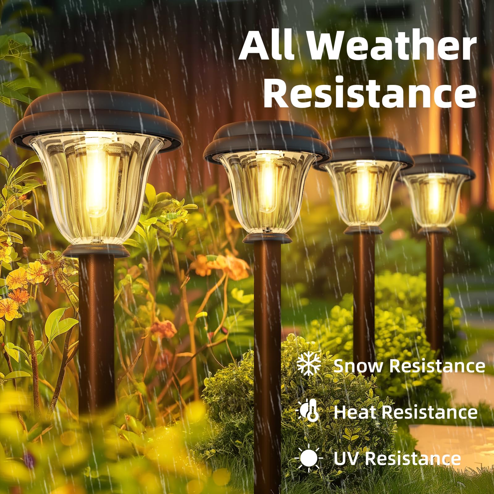 OMOMMD 8 Pack Brownish-Black Solar Outdoor Pathway Lights Stainless ...