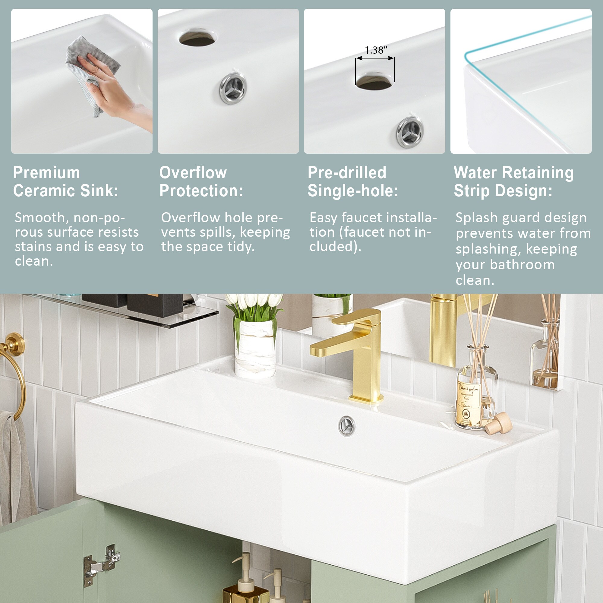 Tatayosi Green Bathroom vanity Combo Cabinet Bathroom Storage Cabinet ...
