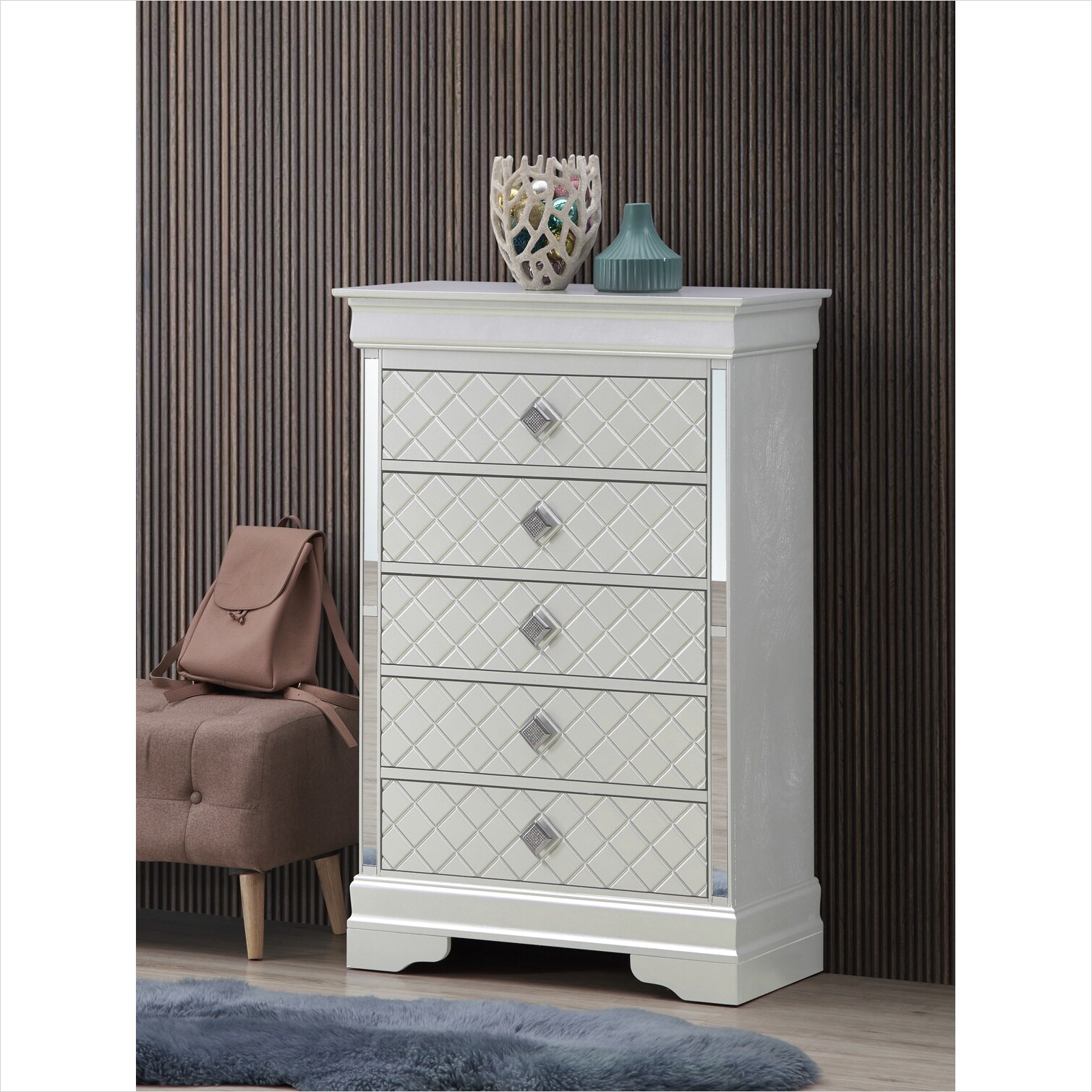 Watnature 2-Drawer 1-Door Bachelor s Chest in Modern Champagne Gold ...