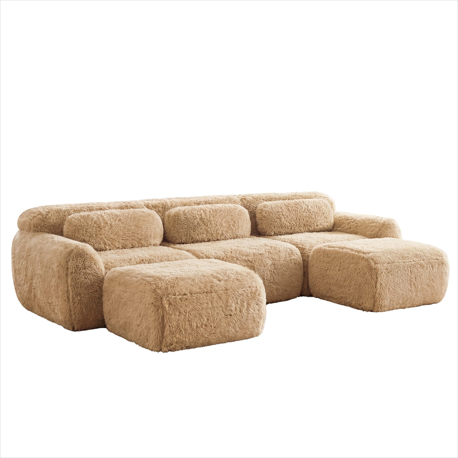 Naturefalls U-Shape Modular Sofa with Chaise Plush Upholstery in Soft ...