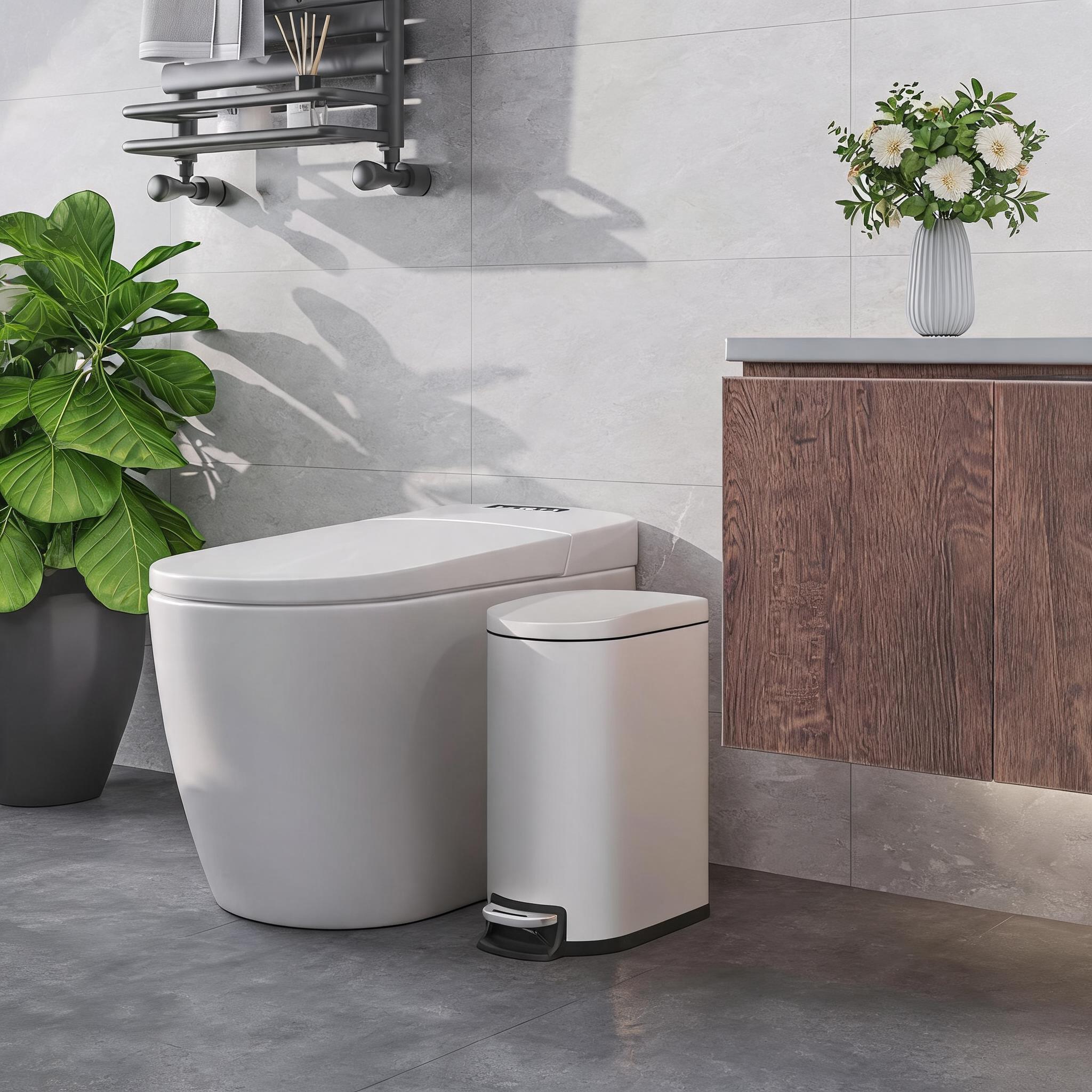 GarveeLife 1.6 Gal Step On Trash Can Stainless Steel Small Bathroom ...