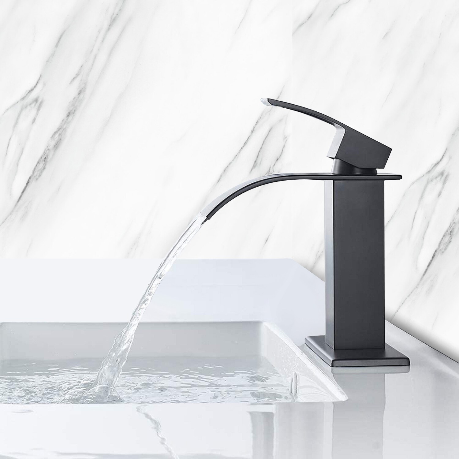 Tatayosi Waterfall Spout Bathroom Faucet Single Handle Bathroom Vanity ...
