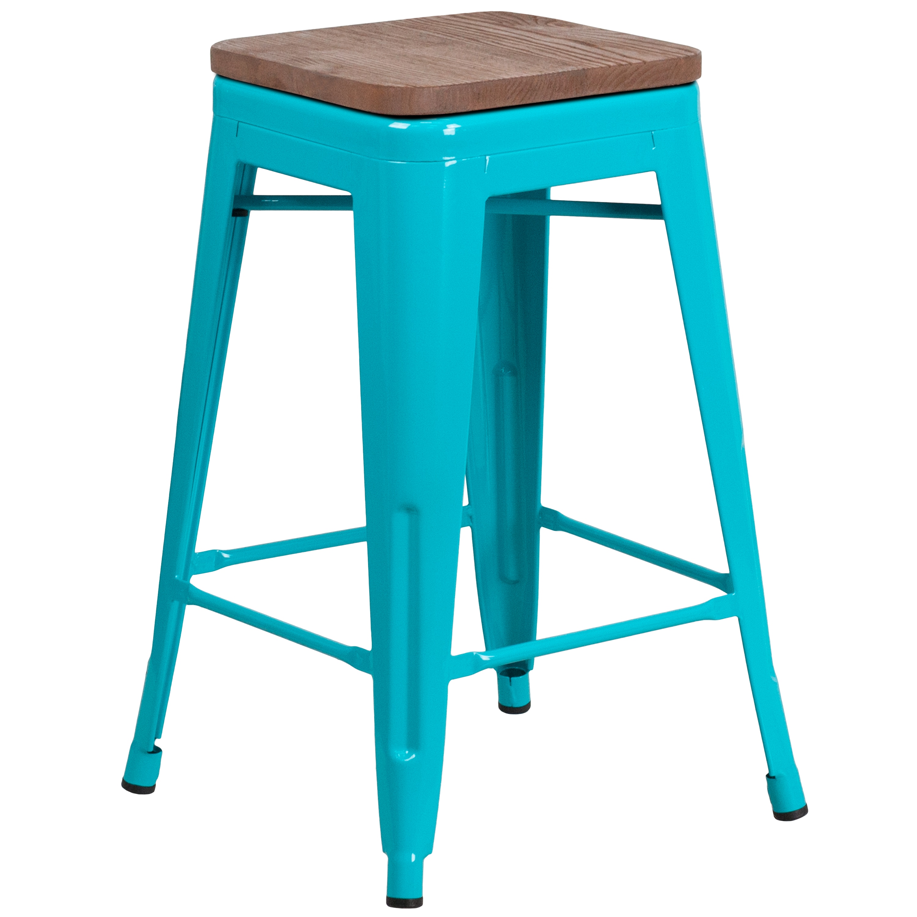 Flash Furniture Shania 4 Pk. 24-in High Backless Crystal Teal-Blue ...