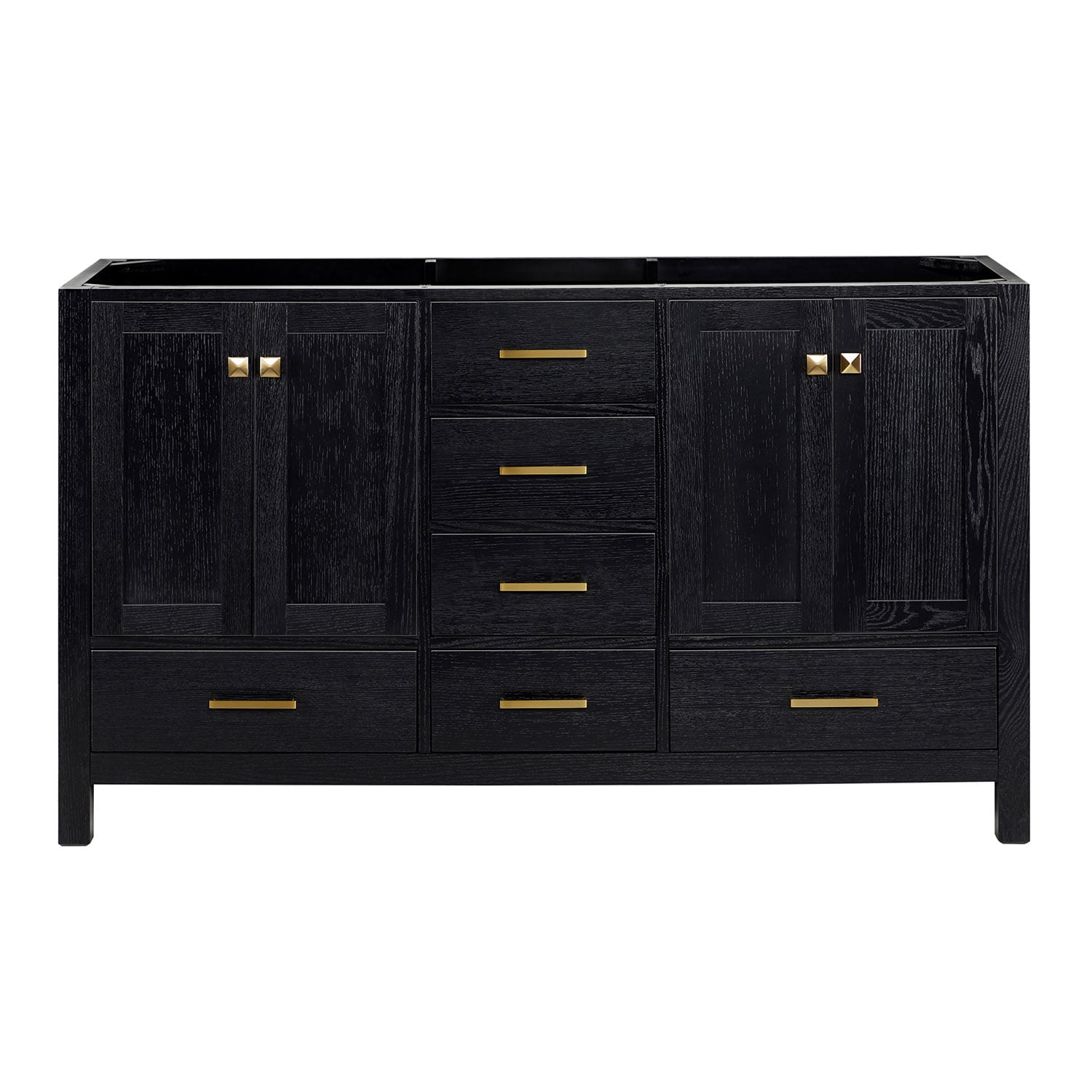 ARIEL Cambridge 60-in Black Oak Bathroom Vanity Base Cabinet without ...