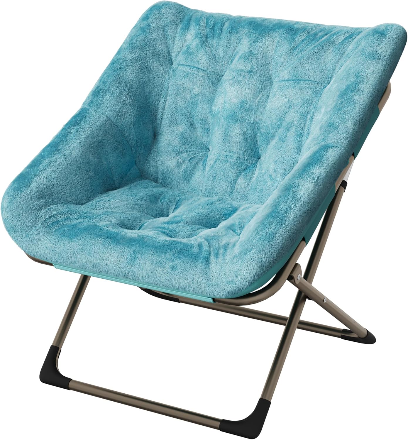 Garvee Oversized Soft Faux Fur Saucer Lounge Chair Collapsible Portable ...