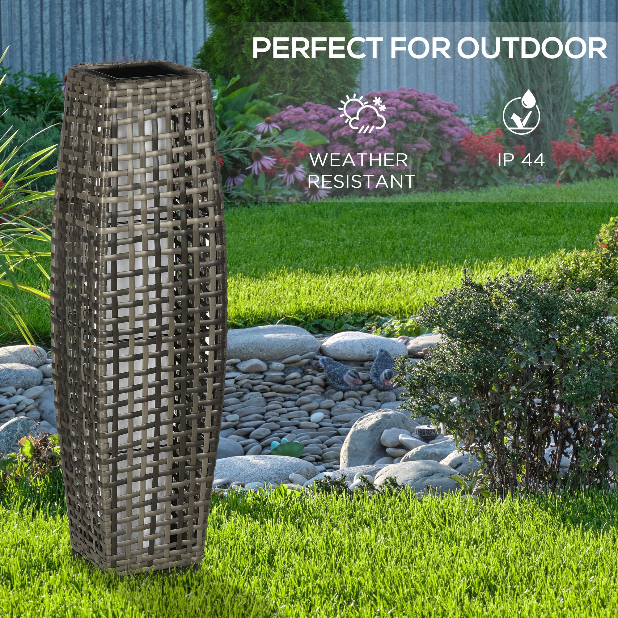 LUXEYARD Solar Floor Lamp Outdoor Garden Lantern Pathway Light ...