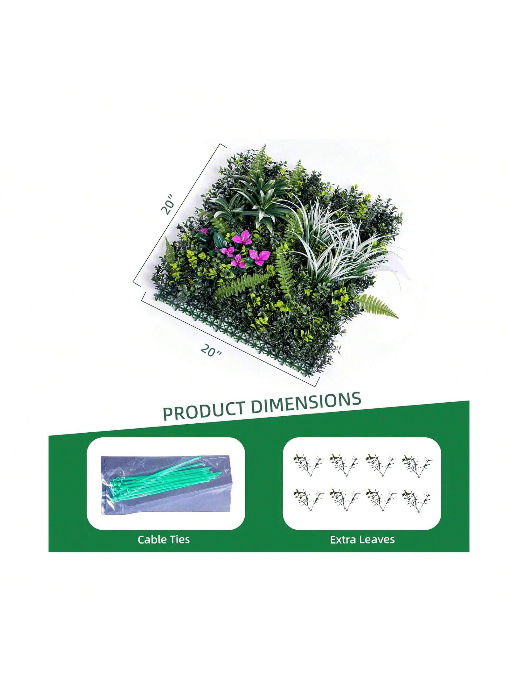Der Rose Artificial Wall Panels 20 x 20 Inch Grass Wall Panels with 20 ...