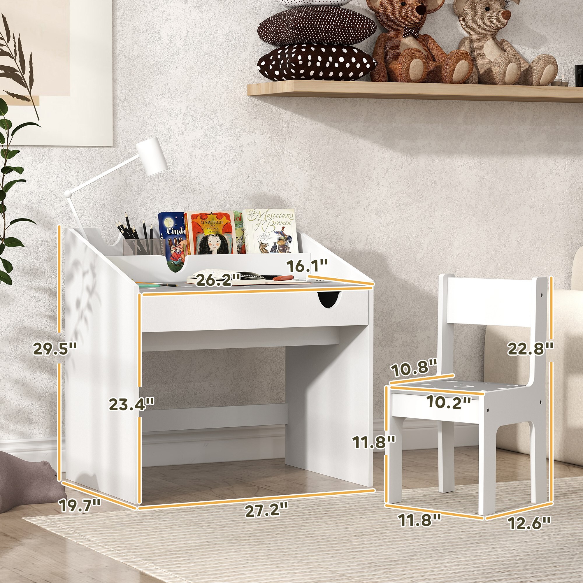 SUGIFT Kids Desk and Chair Set with Storage Organizer for Ages Three ...