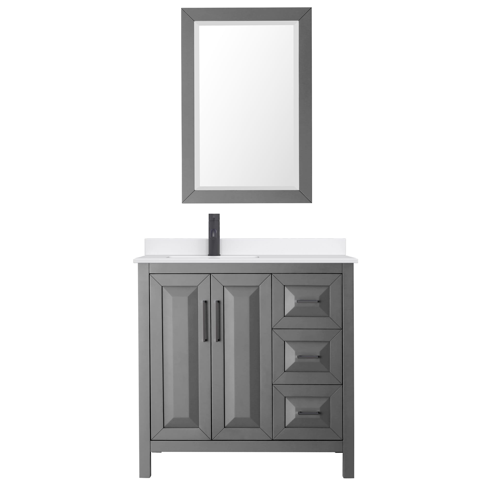 Wyndham Collection Daria 36-in Dark Gray with Matte Black Trim ...