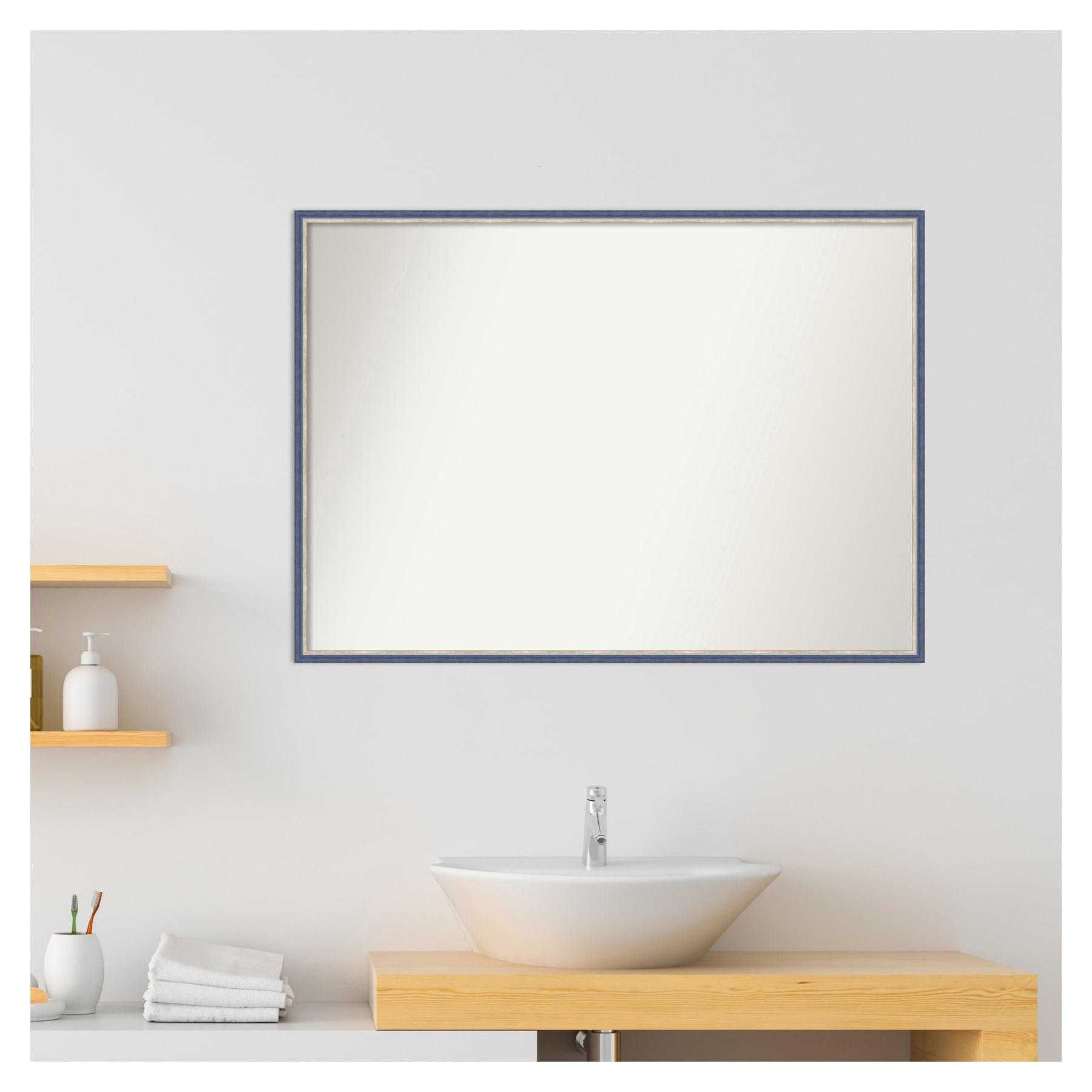 Amanti Art Theo Blue Narrow Frame 39.25-in W x 28.25-in H Theo Blue ...