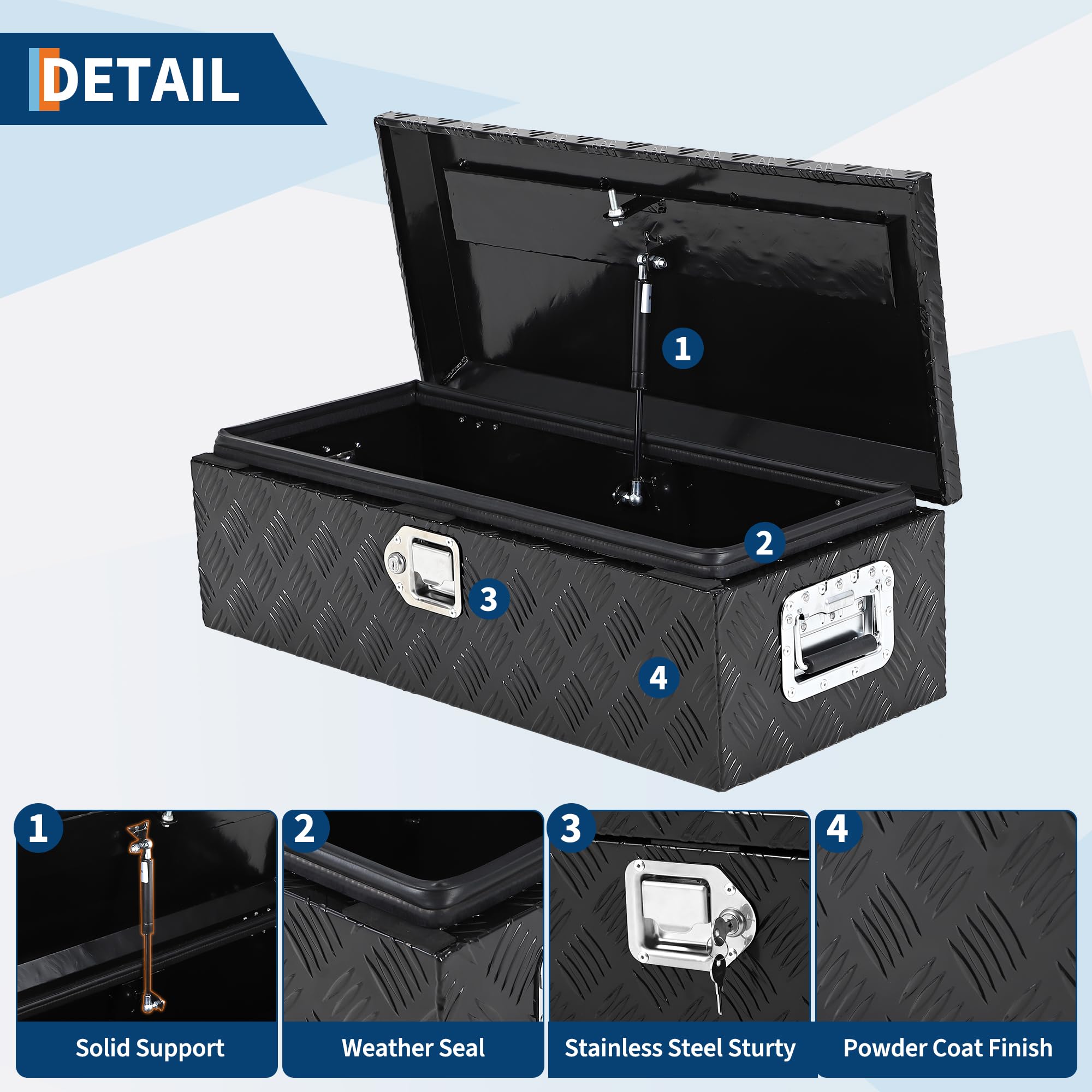 GarveeLife 20x12x10 Inch Truck Tool Box Aluminum Trailer Tool Box for ...