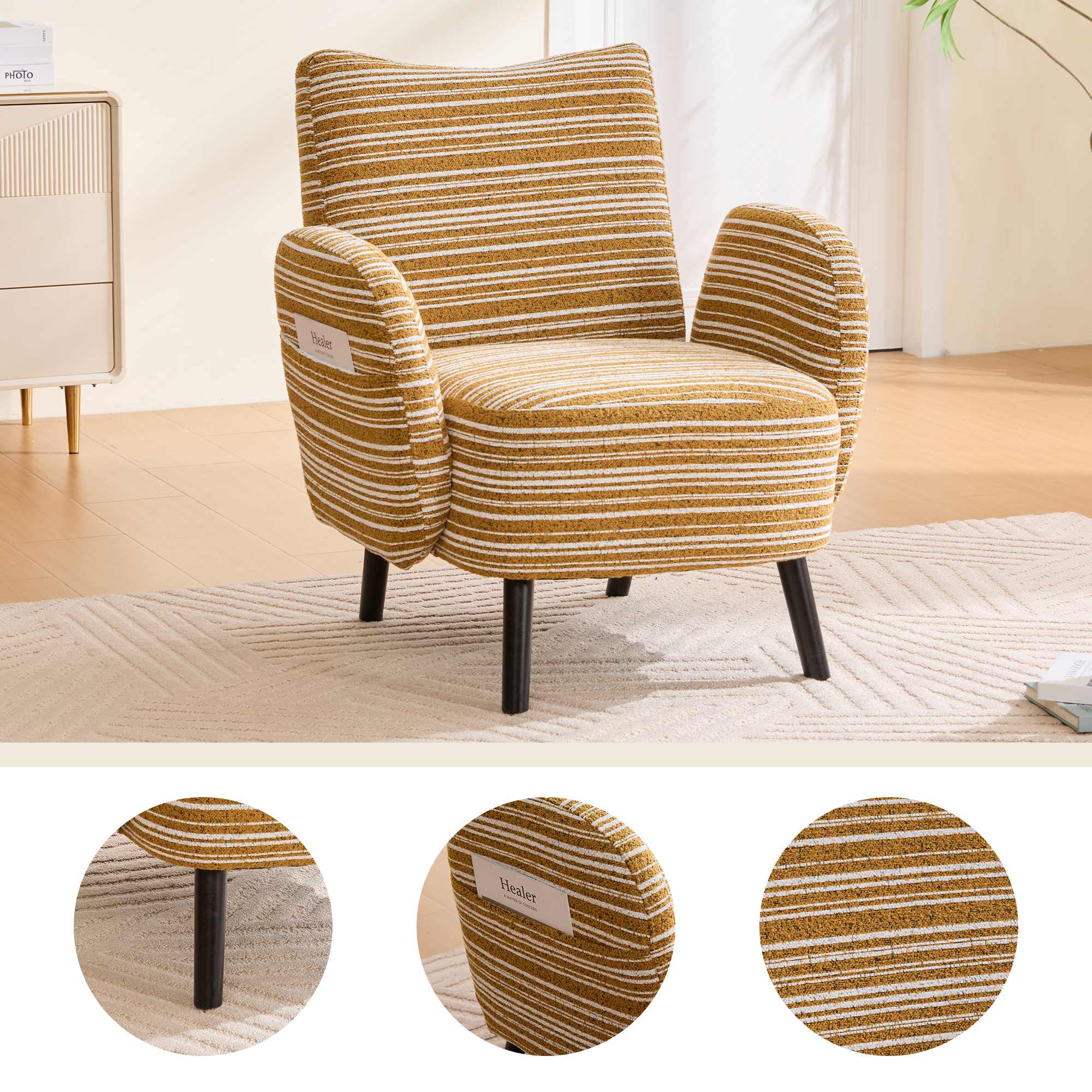 Vynxaria Modern Minimalist Sanded Fabric Armchair Ergonomic Backrest ...