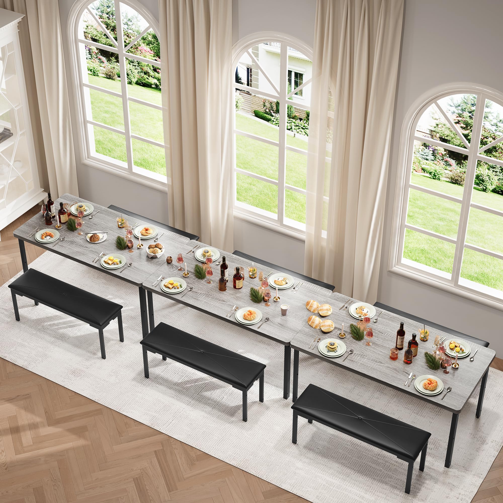 GarveeLife Modern Dining Table Set for 4 110 x 70 x 76 cm Kitchen Table ...