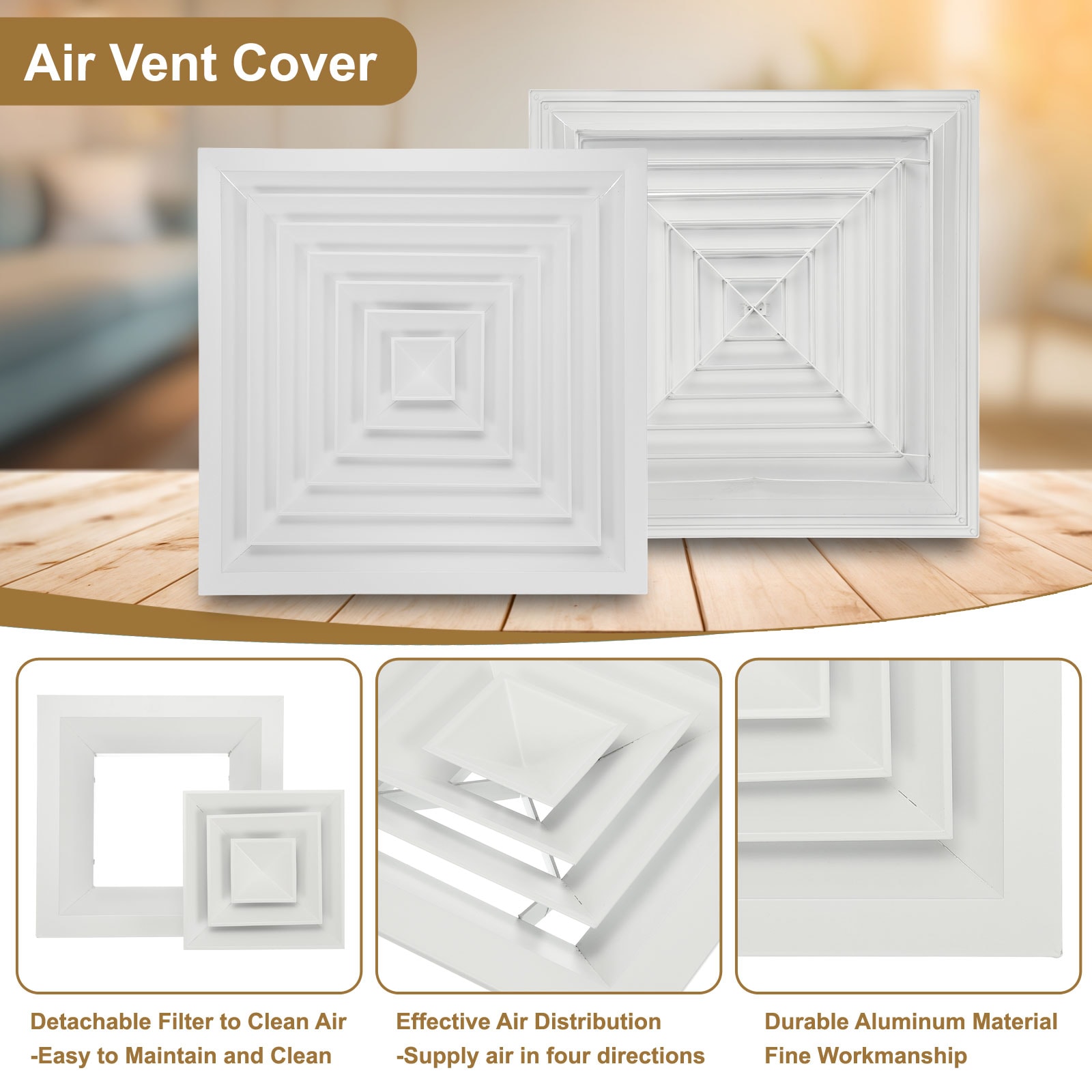 PATIKIL 17-Inch x 17-Inch Square Ceiling Diffuser Aluminum Square Vent ...