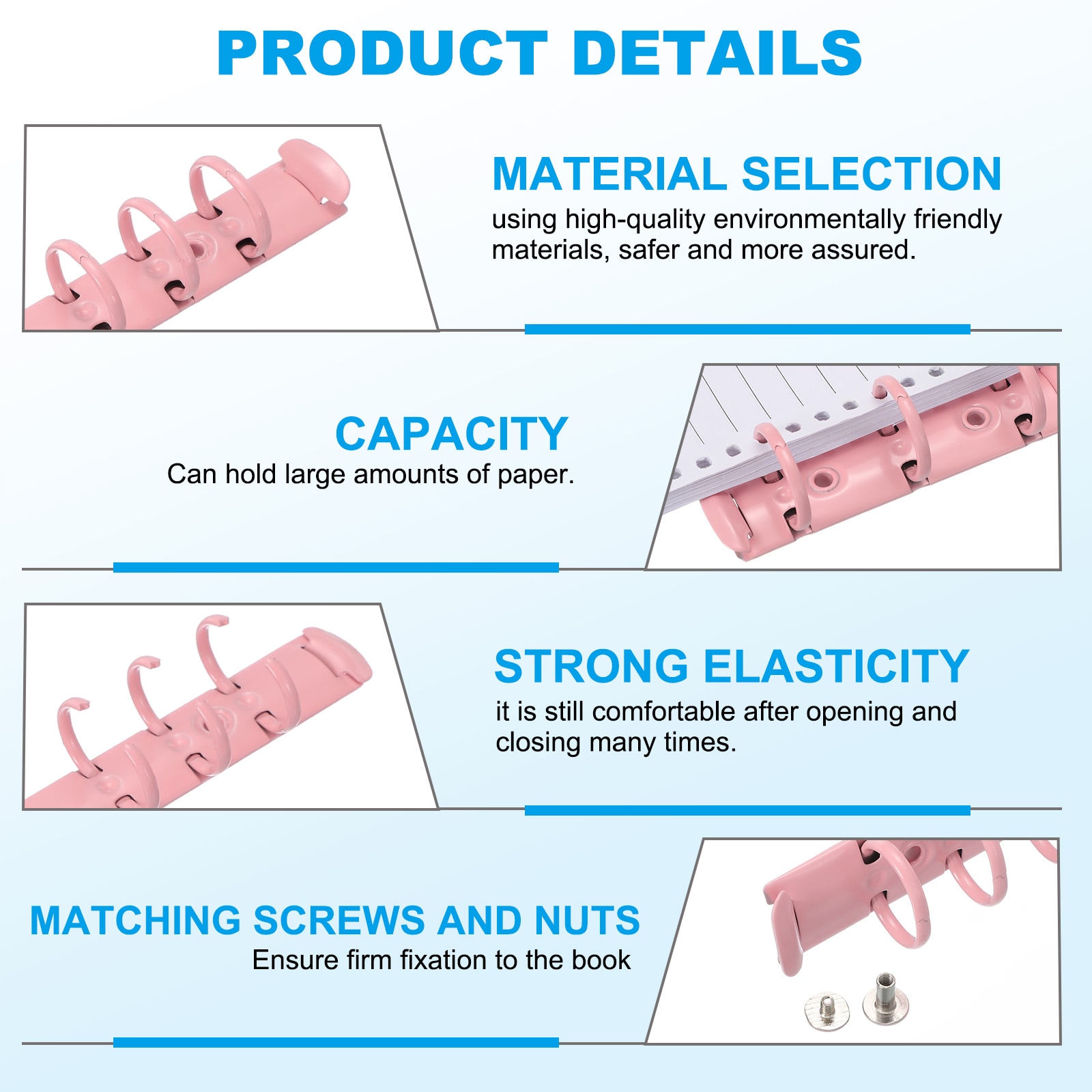 PATIKIL A6 6-Hole Ring Binder Mechanisms 2 Sets Binder Spines ...