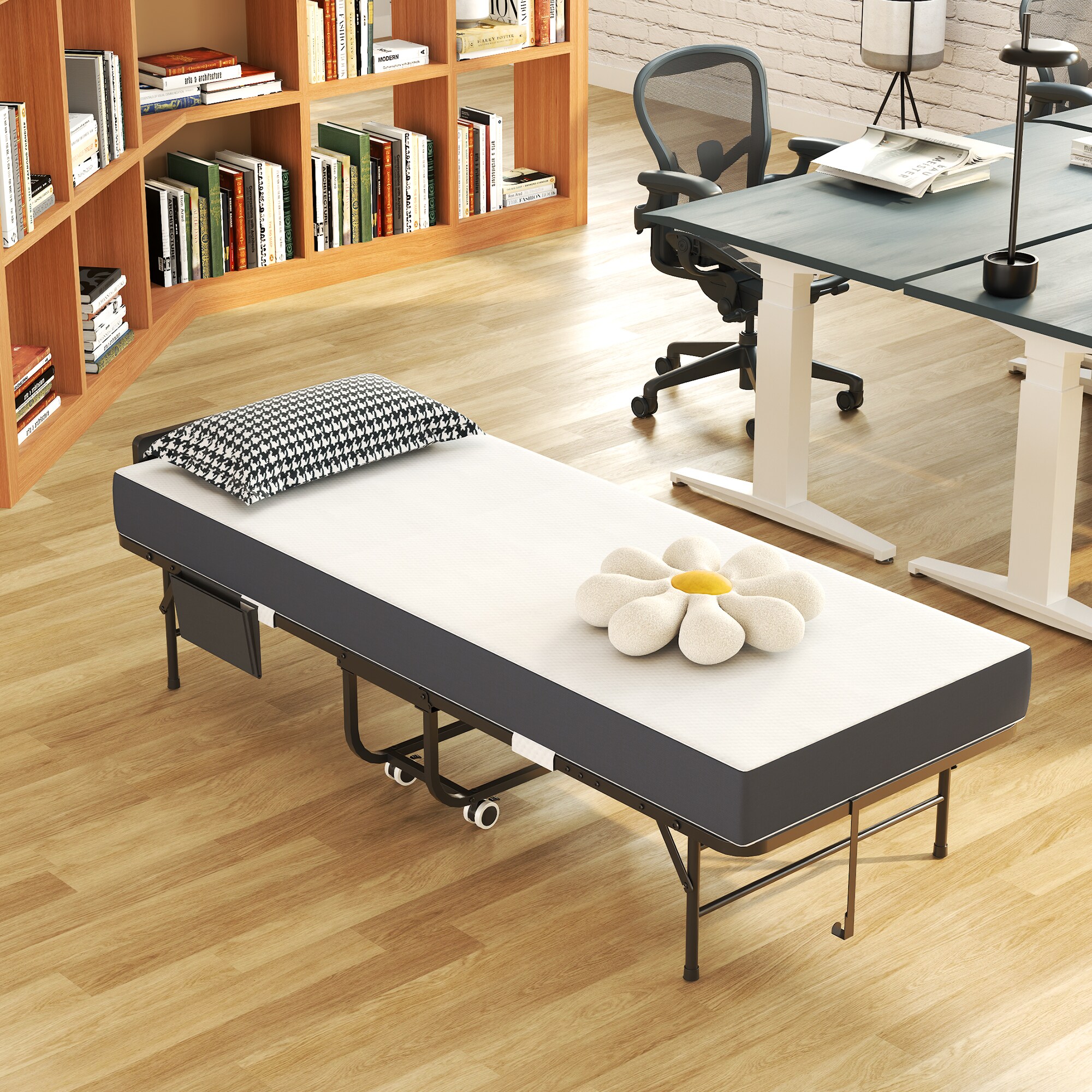 Dimakai 75 Inch Folding Bed with Adjustable Headboard and 5 Inch Memory ...