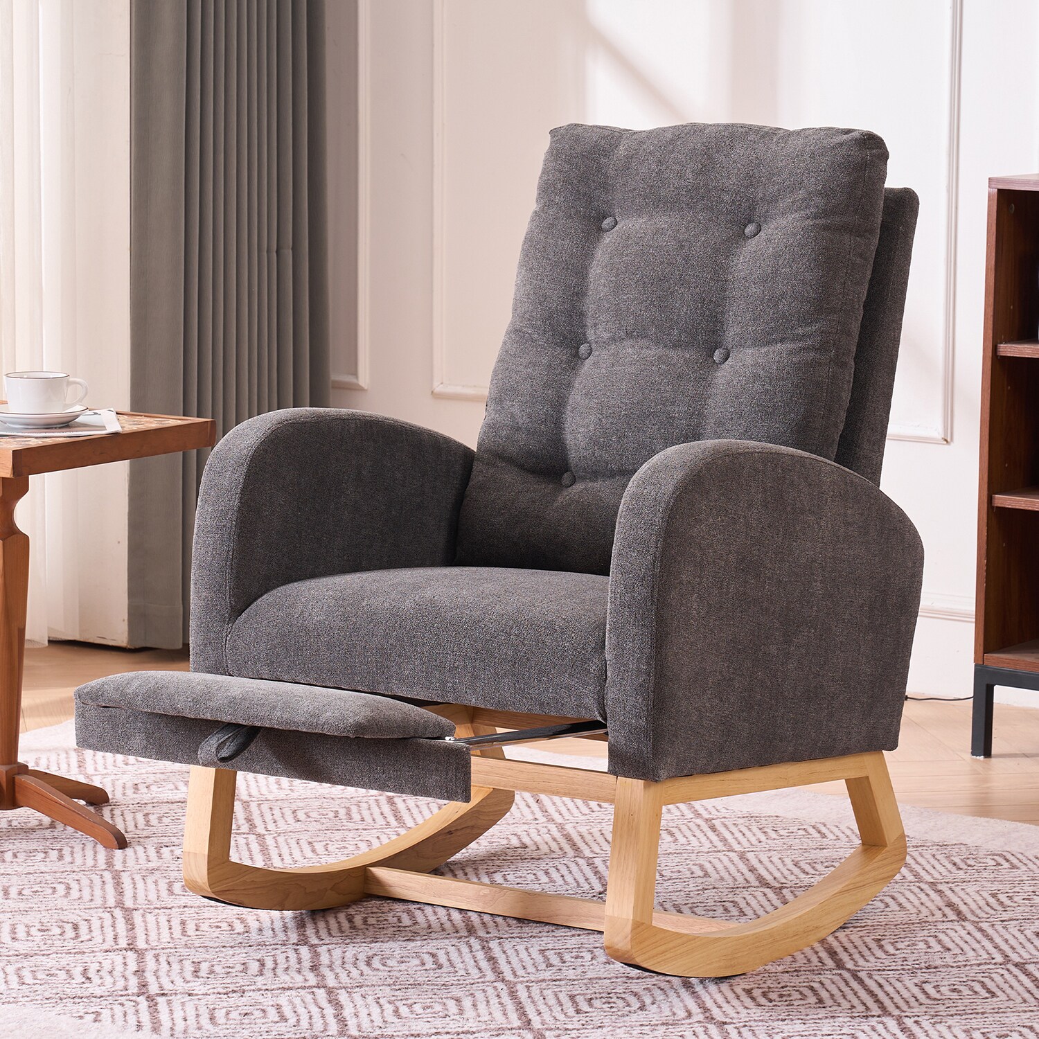 SINOFURN Modern Gray Rocking Chair in the Chairs department at Lowes.com