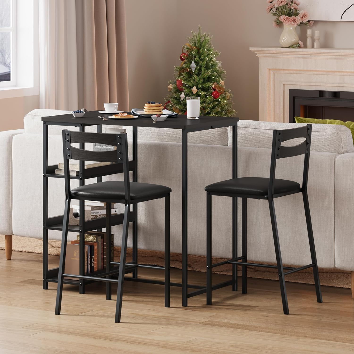 Garvee 36in Counter Height Dining Table Set for 2 with Upholstered Bar ...