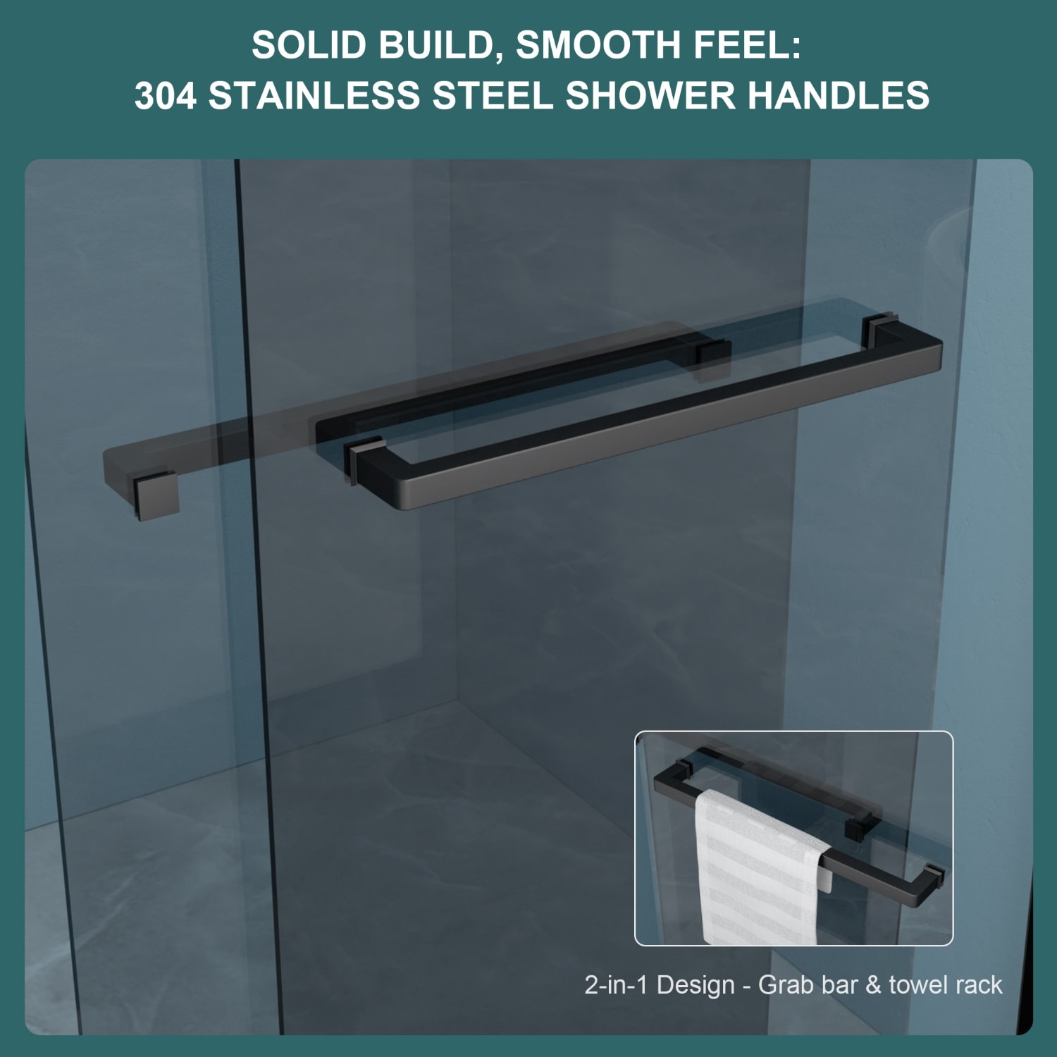 Wooakway 48inW x 76inH Double Sliding Glass Shower Door - 8mm Tempered ...