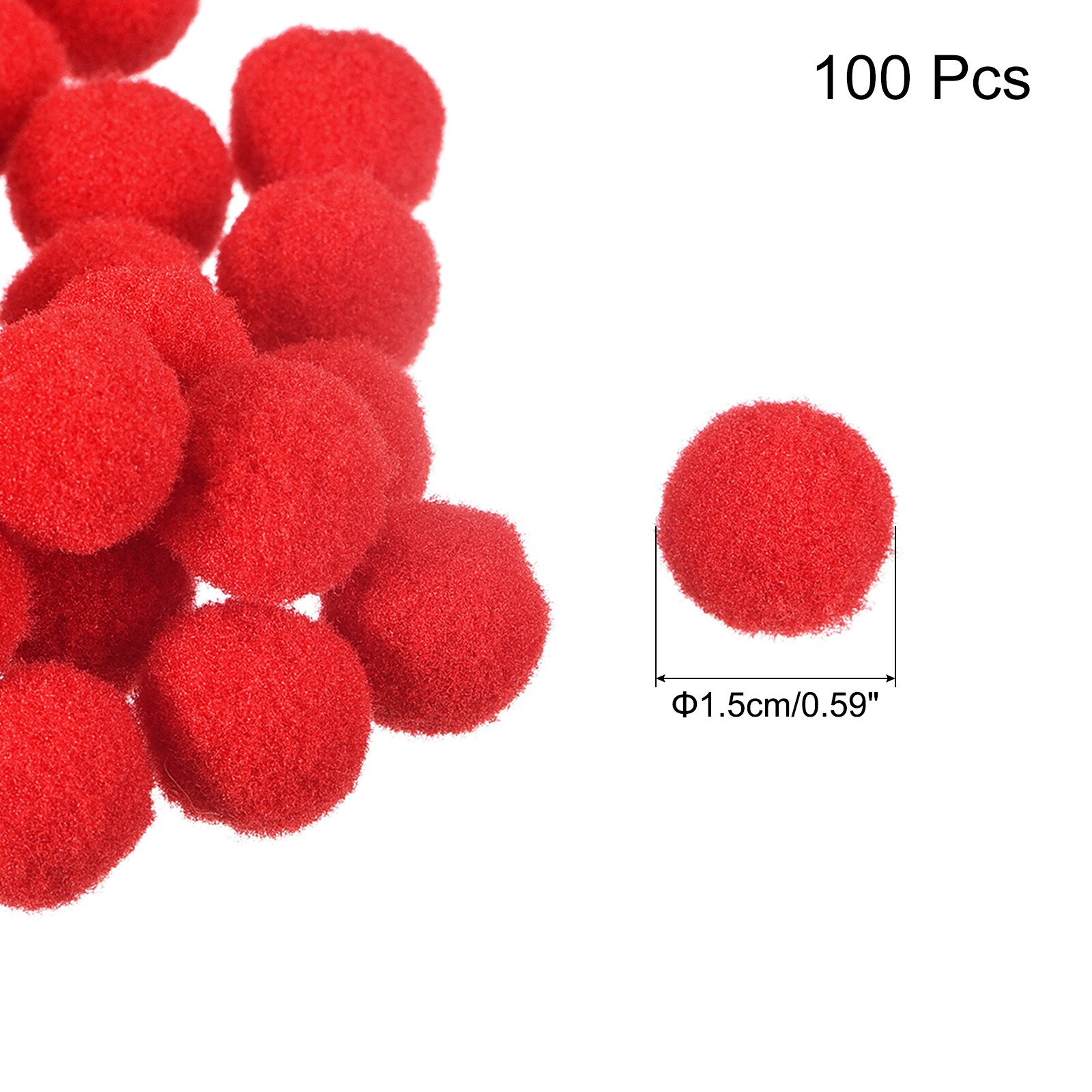 Unique Bargains 100pcs Pom Felt Balls Felting Fabric 1.5cm 15mm Red for ...