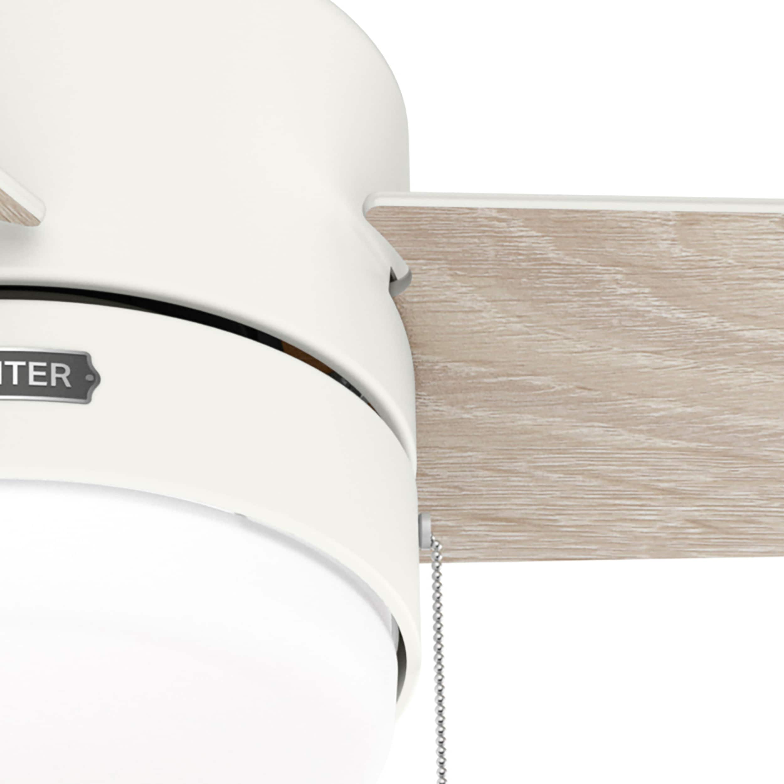 Hunter Brunner 52-in Matte White with Light Oak Blades LED Indoor Flush ...