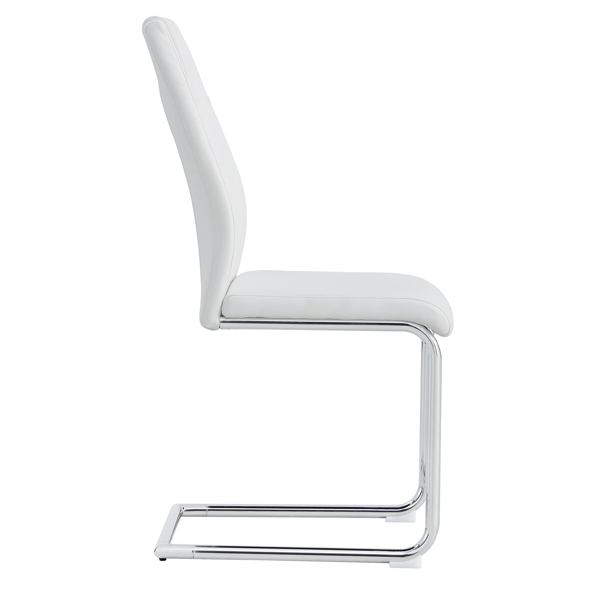 Vynxaria White PU Dining Chairs Set of 8 Metal Legs Thickened Cushion ...