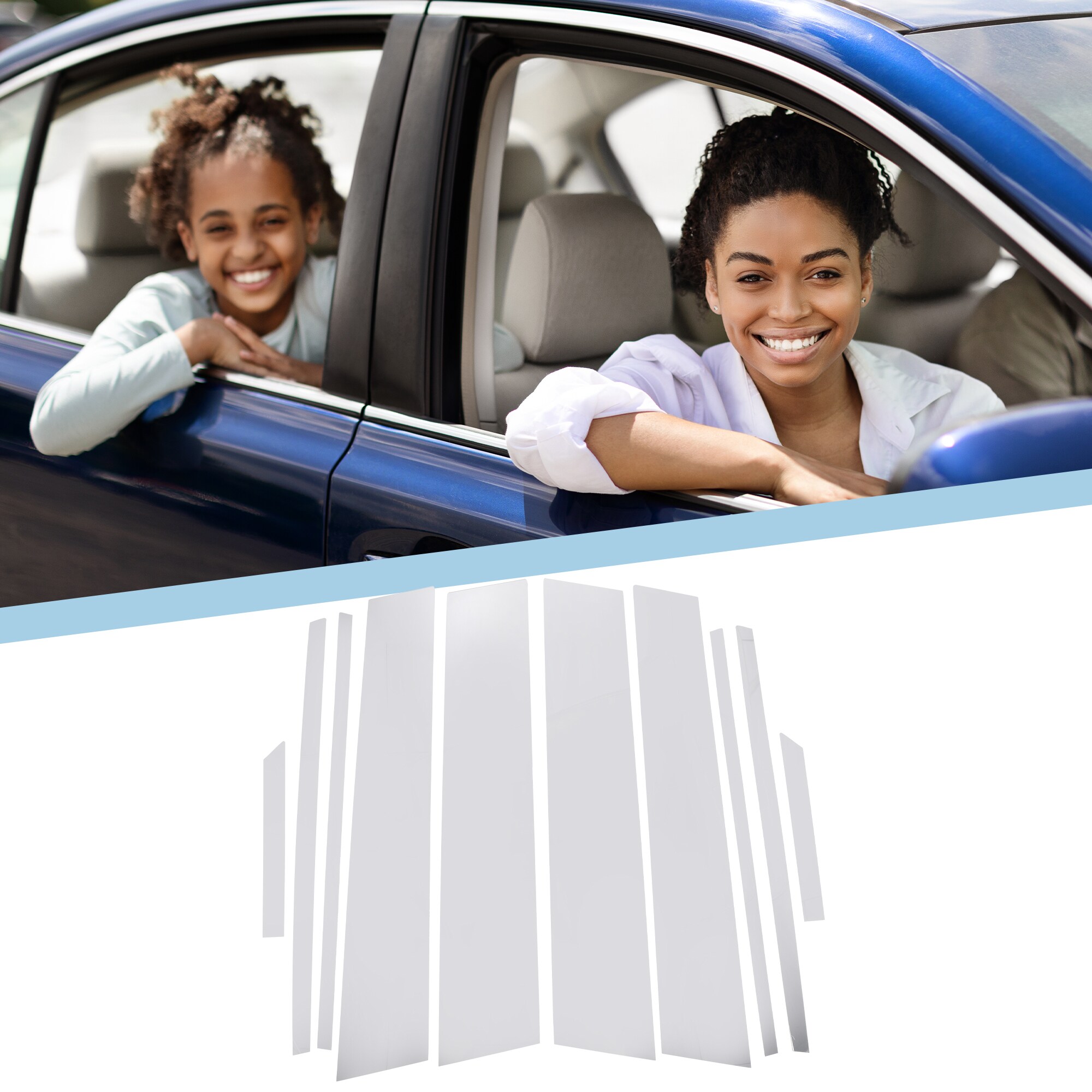 Unique Bargains Door Pillar Window Trim Cover Front Rear Left Right ...