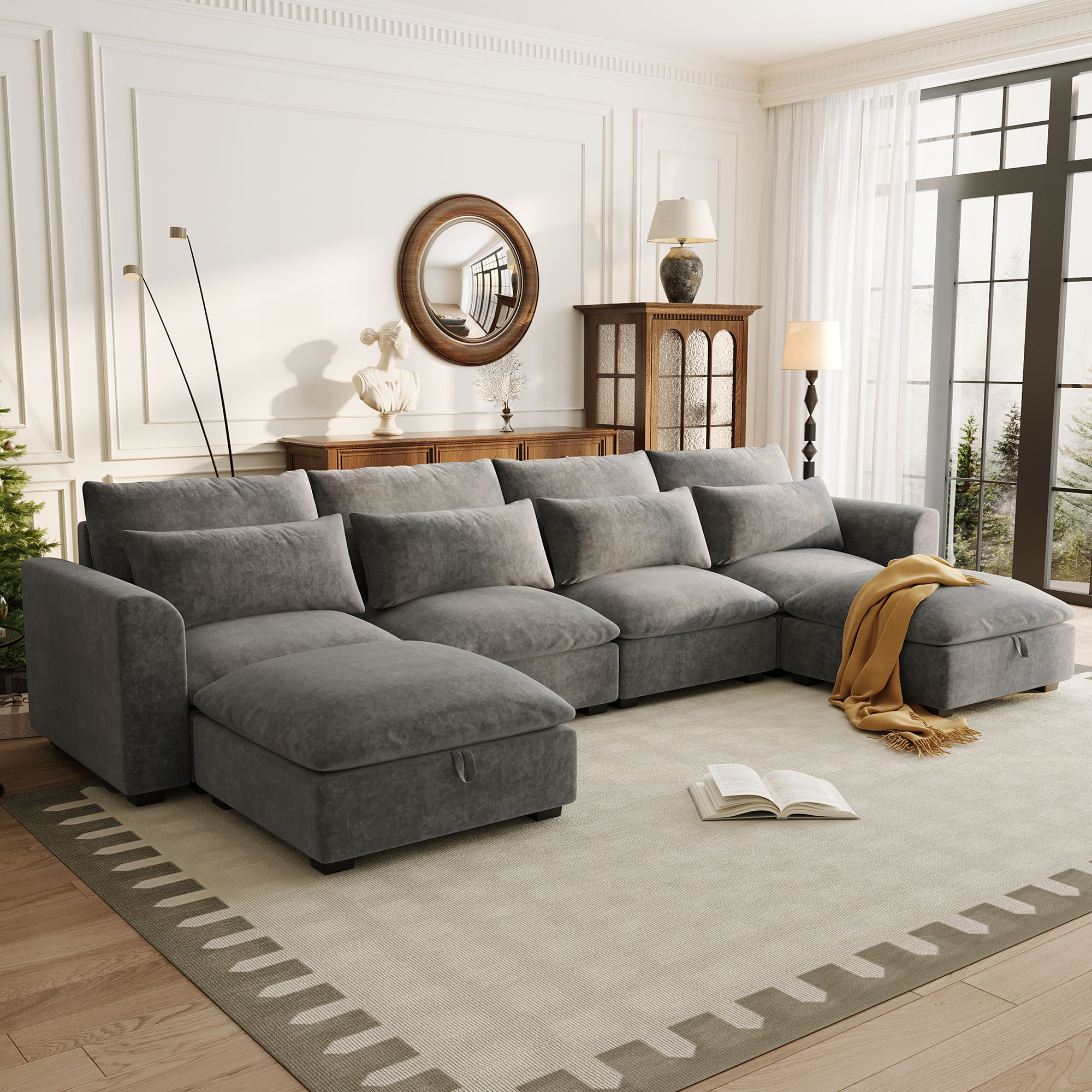 ModernLuxe Assembly Required Ushaped Freely Transformable Modular ...