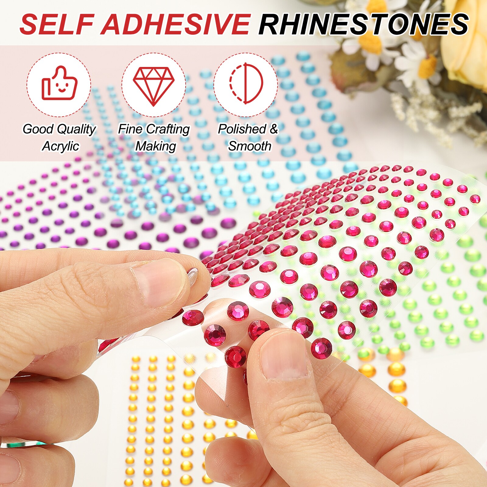 PATIKIL 660pcs Acrylic Gem Sticker 4 Size 3/4/5/6mm Self Adhesive ...