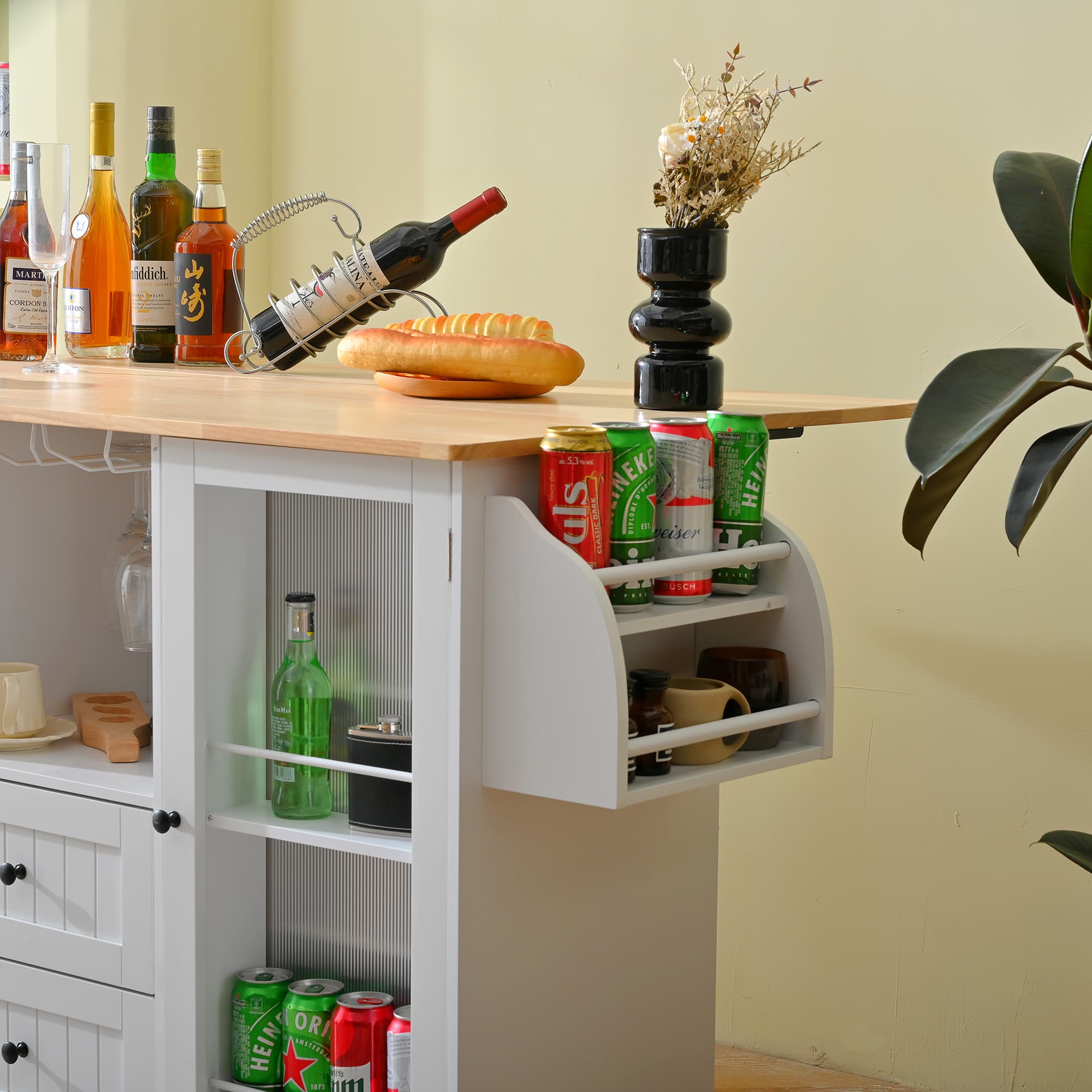 Runesay Mobile Kitchen Island Cart with Wheels and Drop Leaf Top in the ...