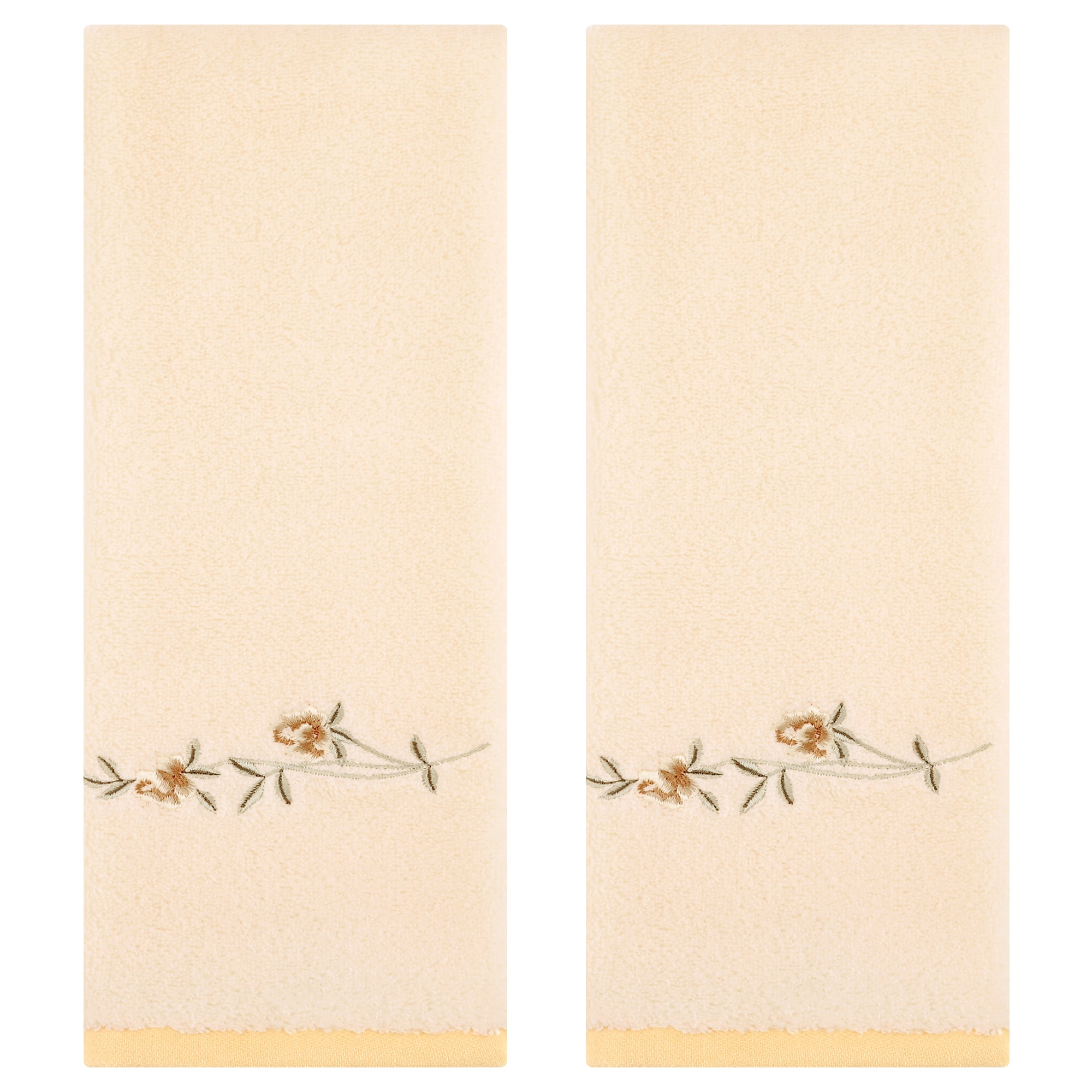 Unique Bargains Cotton Hand Towels for Bathroom Floral Embroidered Hand ...