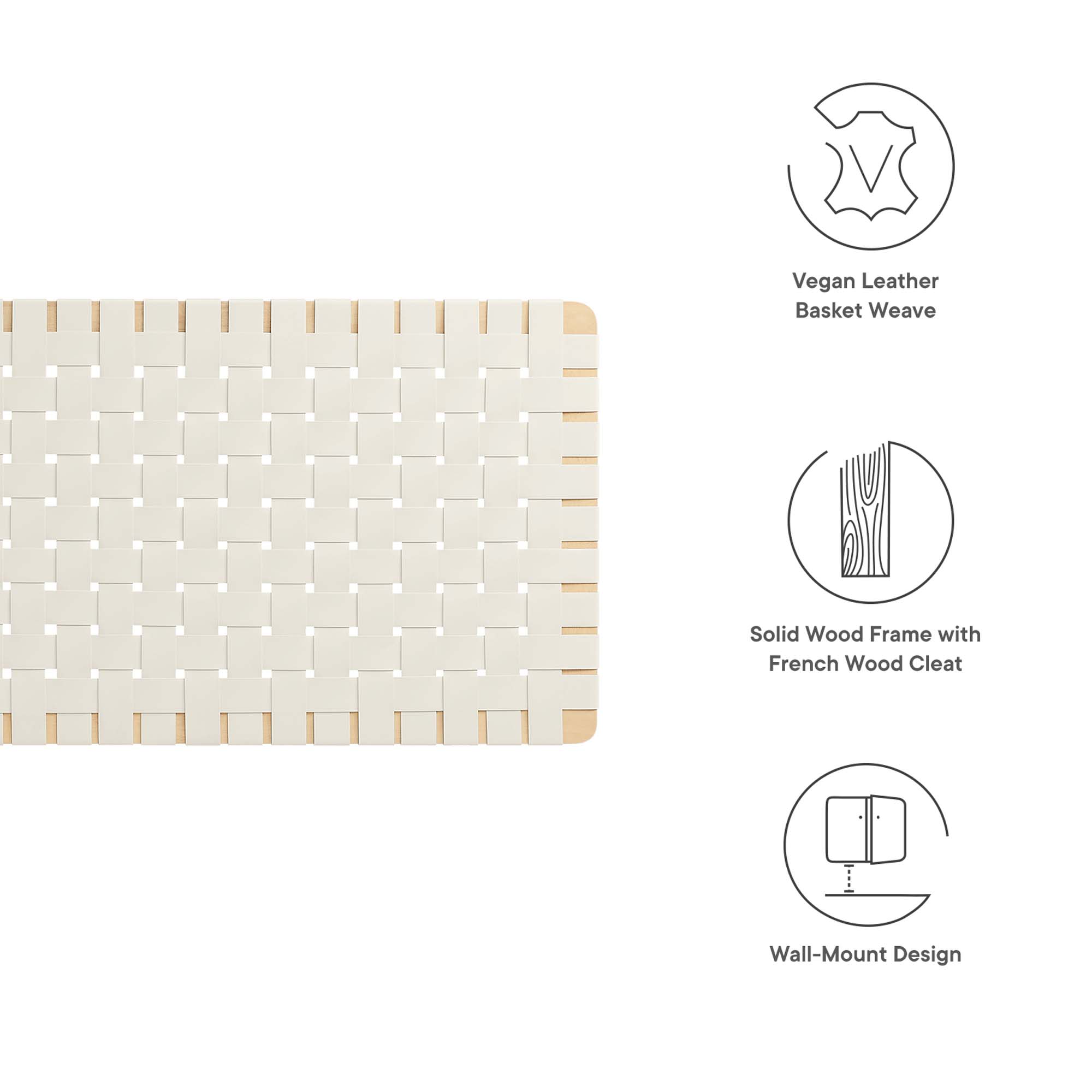 Modway Sparta Weave Vegan Leather Full Headboard in Natural Beige in ...