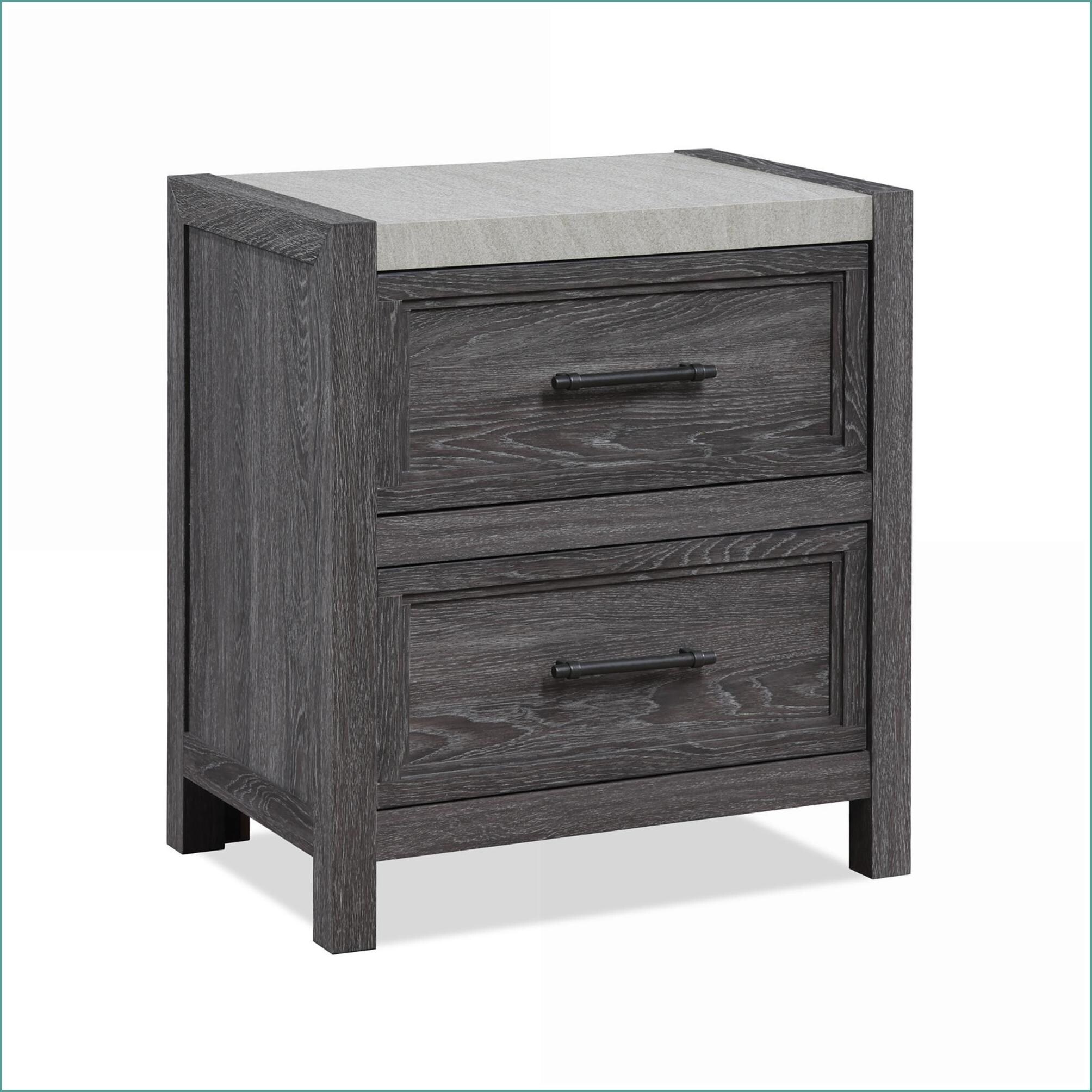 Watnature Rustic 2 Drawer Two Tone Gray Nightstand Wooden Bedroom ...