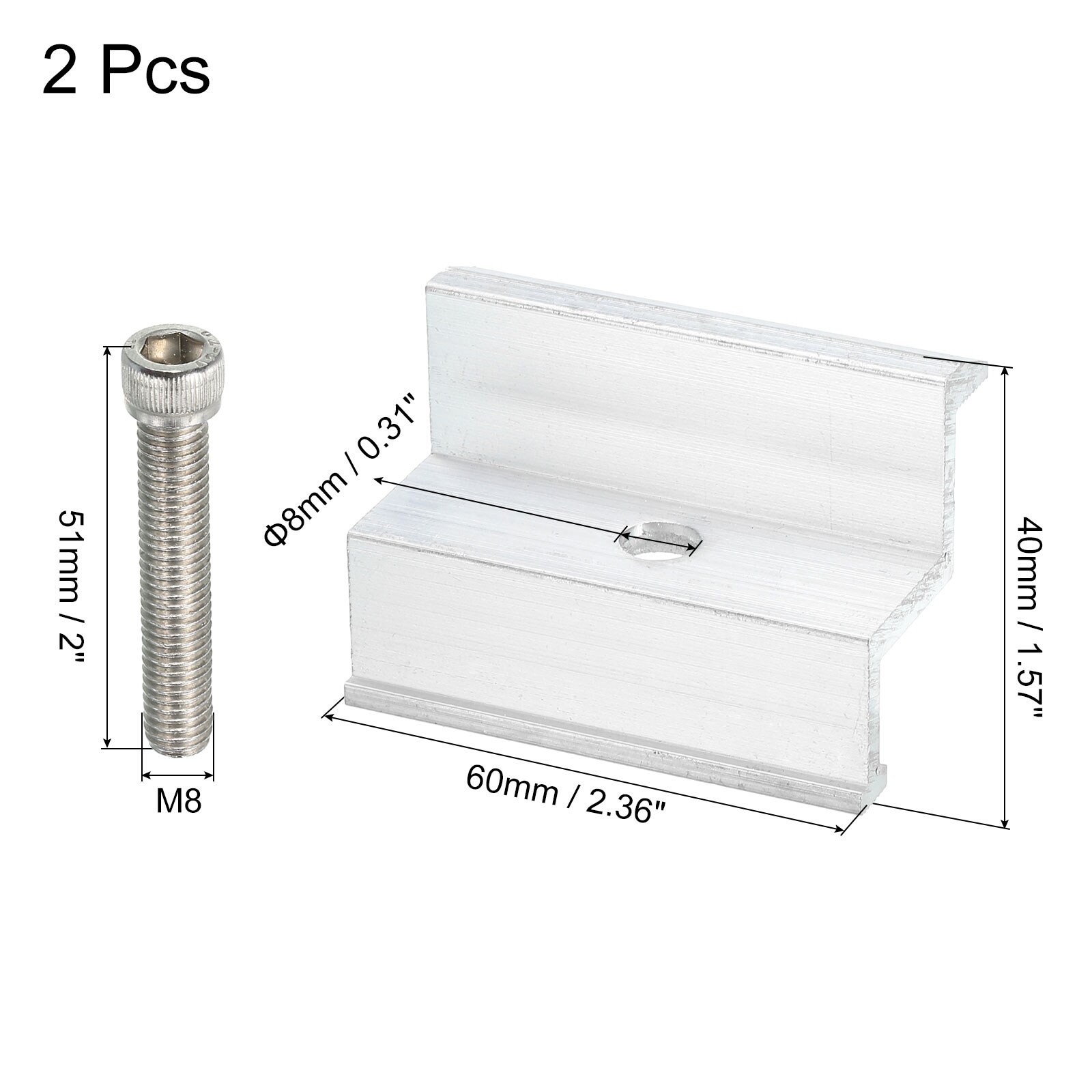 Unique Bargains Solar Panel Z Brackets Mounting Adjustable End Clamps ...