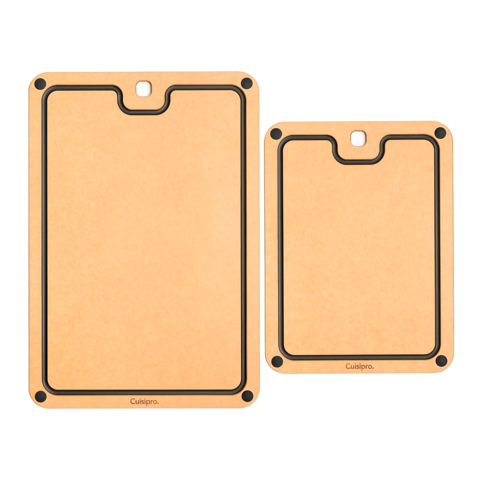 Cuisipro Fibre Wood Cutting Boards with Silicone Feet Set of 2 Natural ...