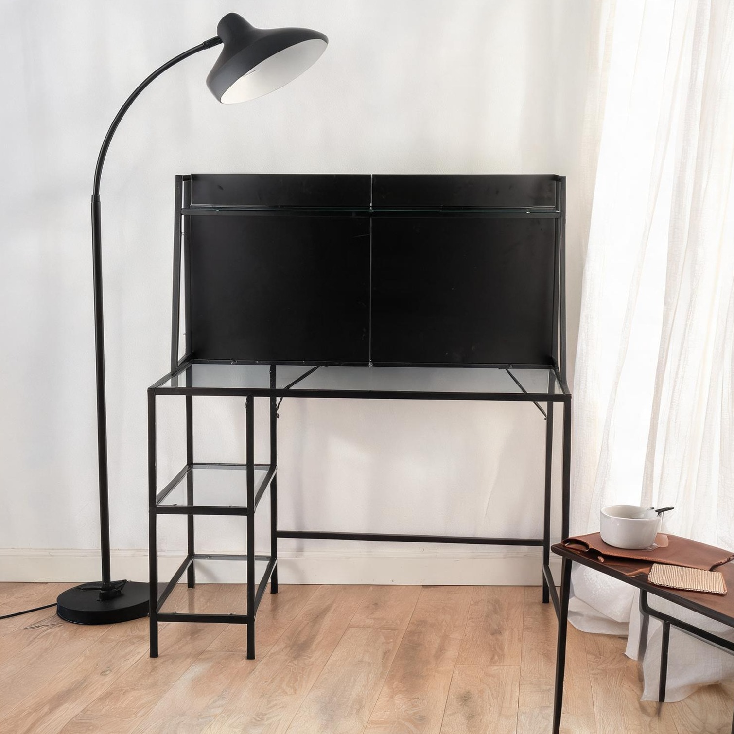 Naturefalls Black Metal and Clear Glass Tiered Contemporary Writing ...