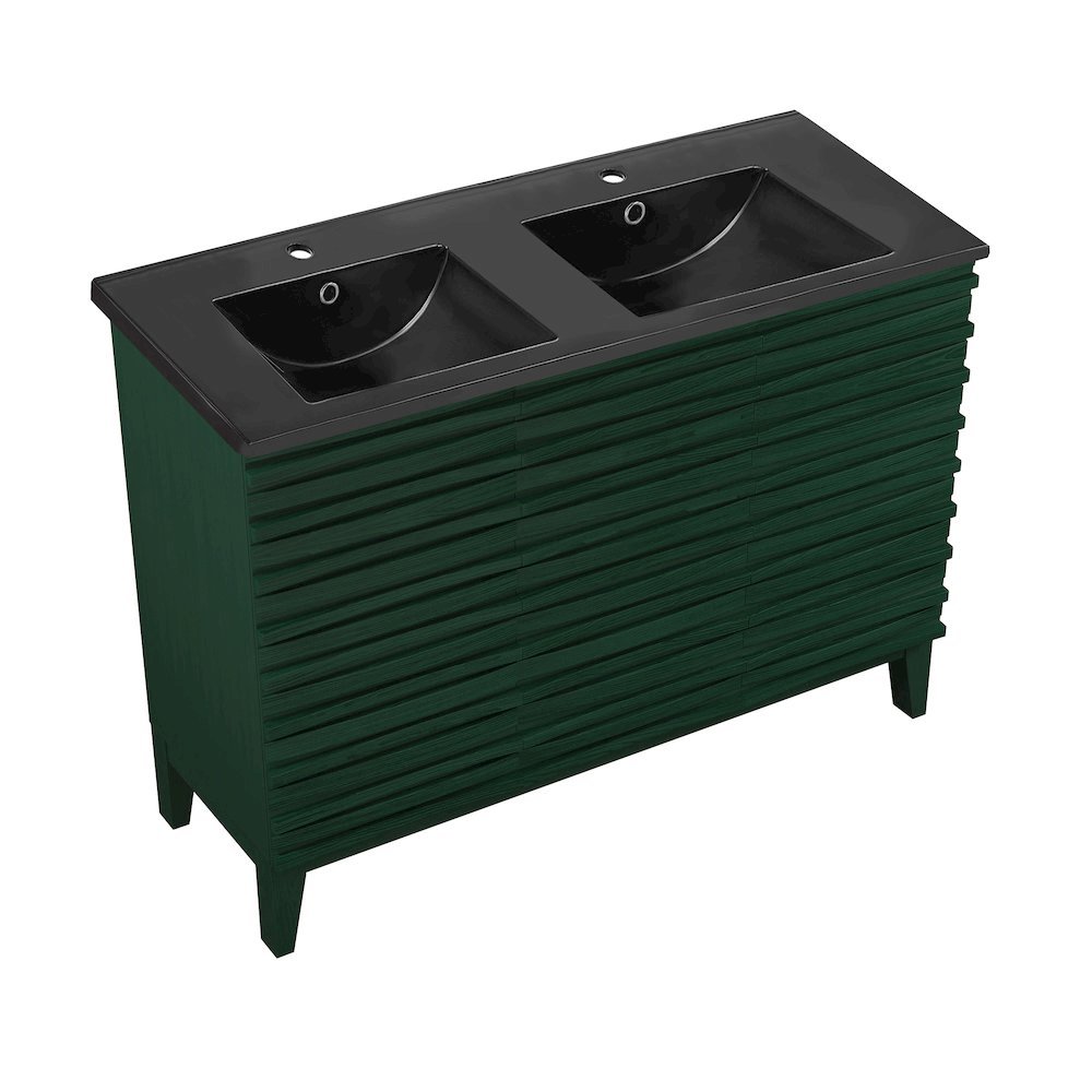 Swiss Madison 48 Freestanding Bathroom Vanity in Green Oak with Black ...