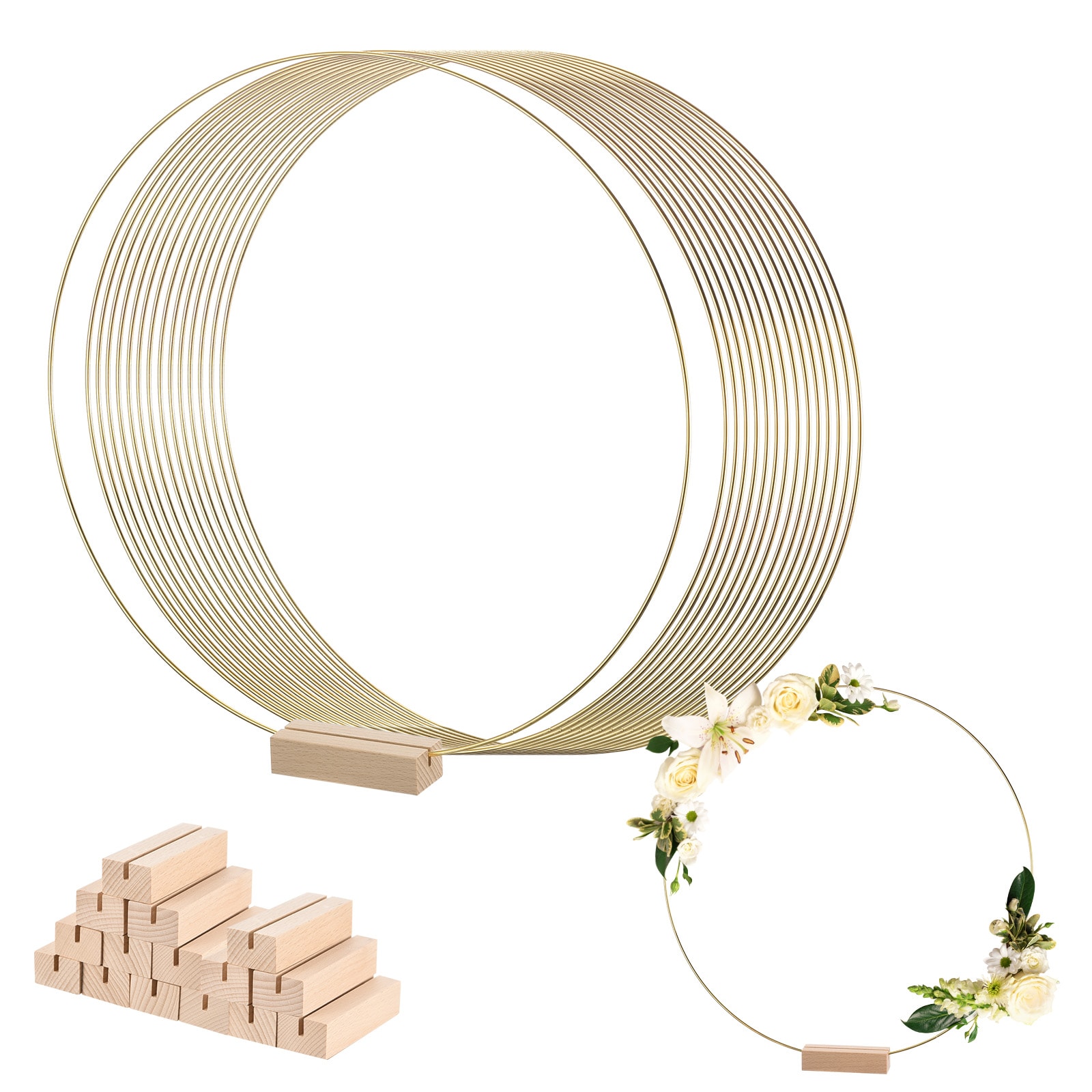 Unique Bargains Metal Floral Hoop 12 Inch Wreath Rings Centerpiece ...