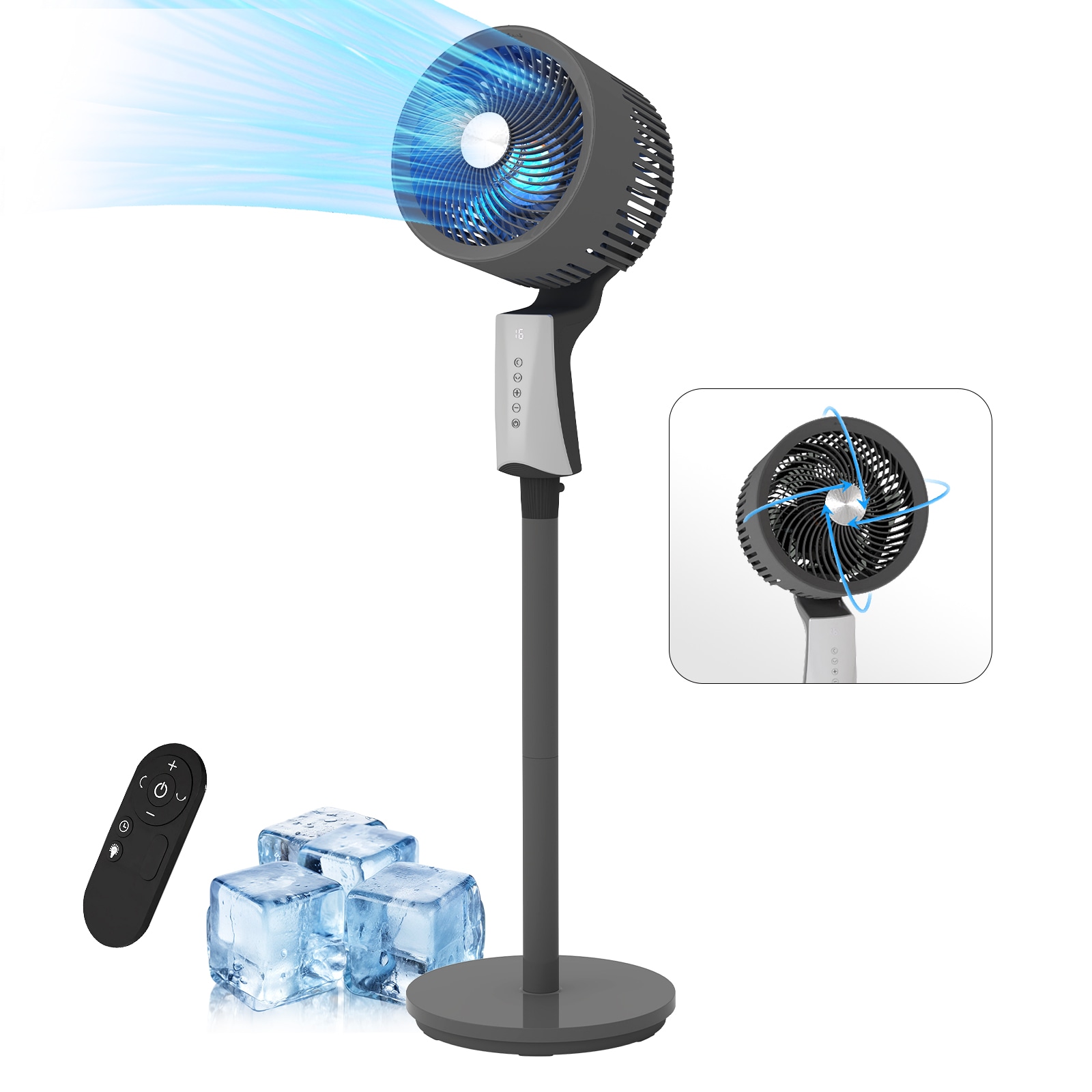 TMWINGS 32 Speeds High Velocity Oscillating Pedestal Fan Quiet Floor ...