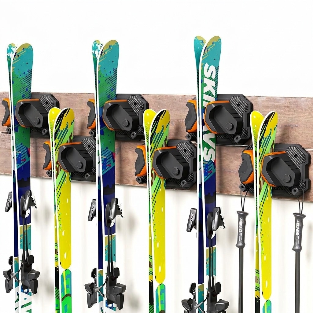 Phyfalip Ski and Snowboard Wall Rack 1 Piece Vertical Storage Organizer ...