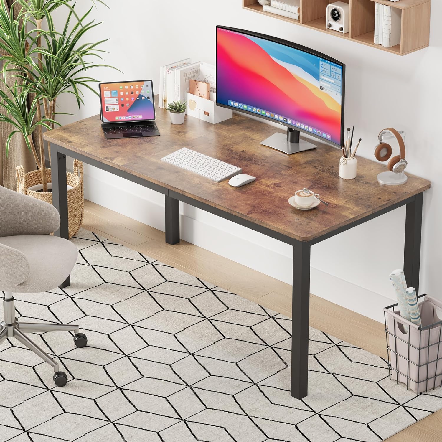 Garvee 63 in Computer Desk Modern Office Desk with Metal Frame Large ...