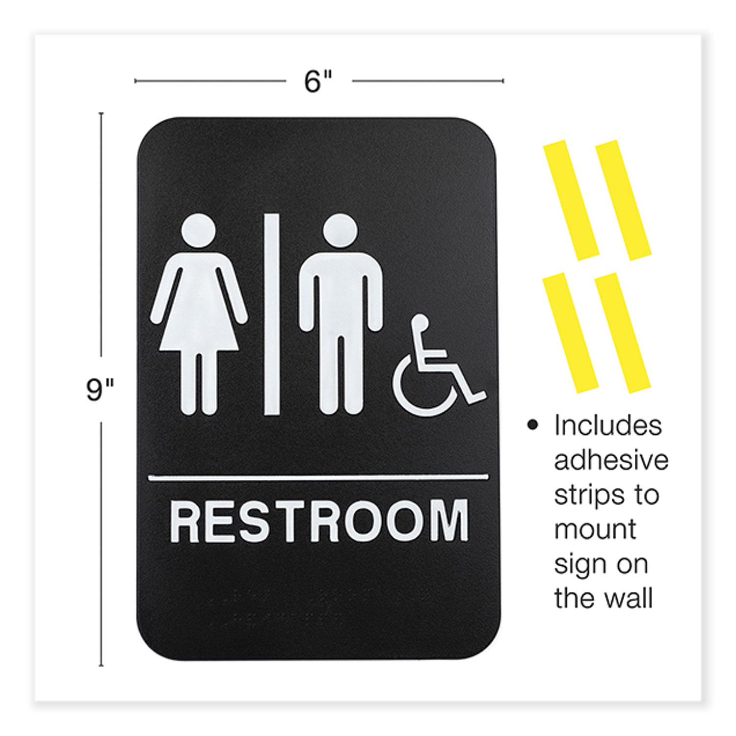Excello Global Products Indoor/Outdoor Restroom Sign with Braille Text ...