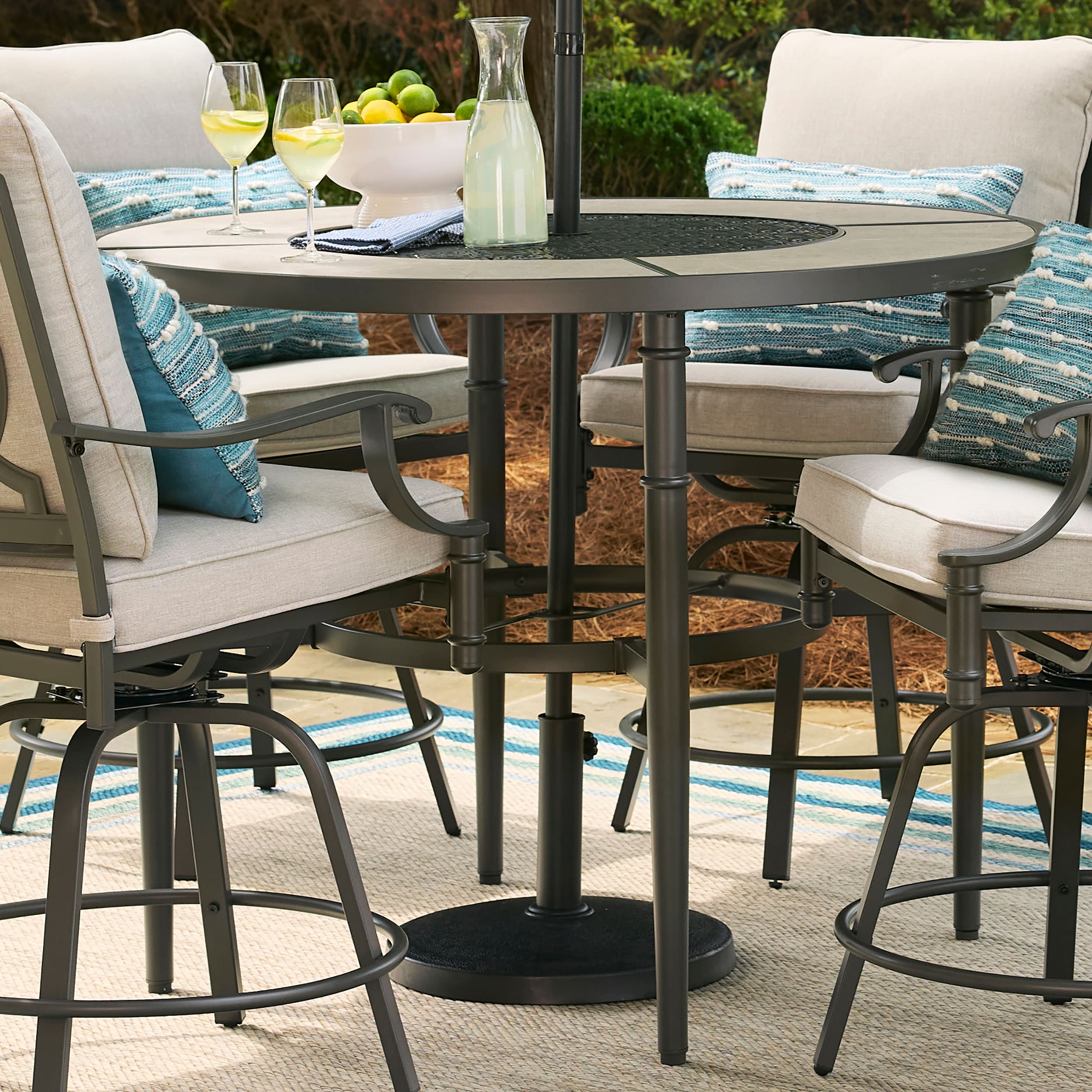 allen + roth Thomas Lake Round Outdoor Counter Table 48-in W x 48-in L ...