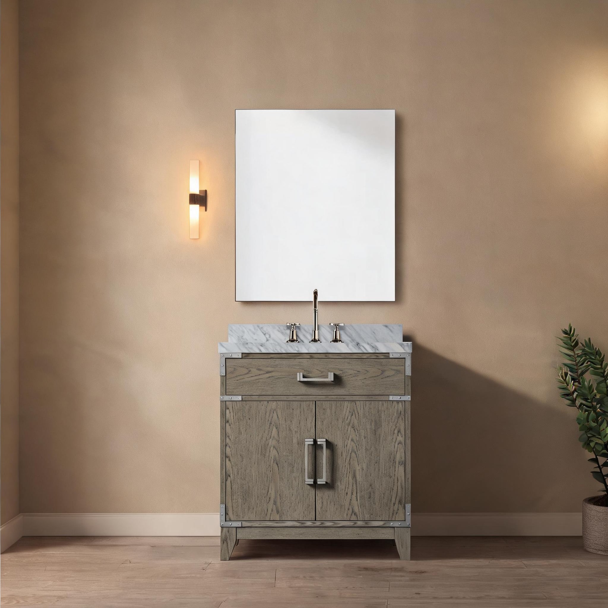 Naturefalls Neutral Gray Single Bath Vanity with Soft-Close Cabinet ...