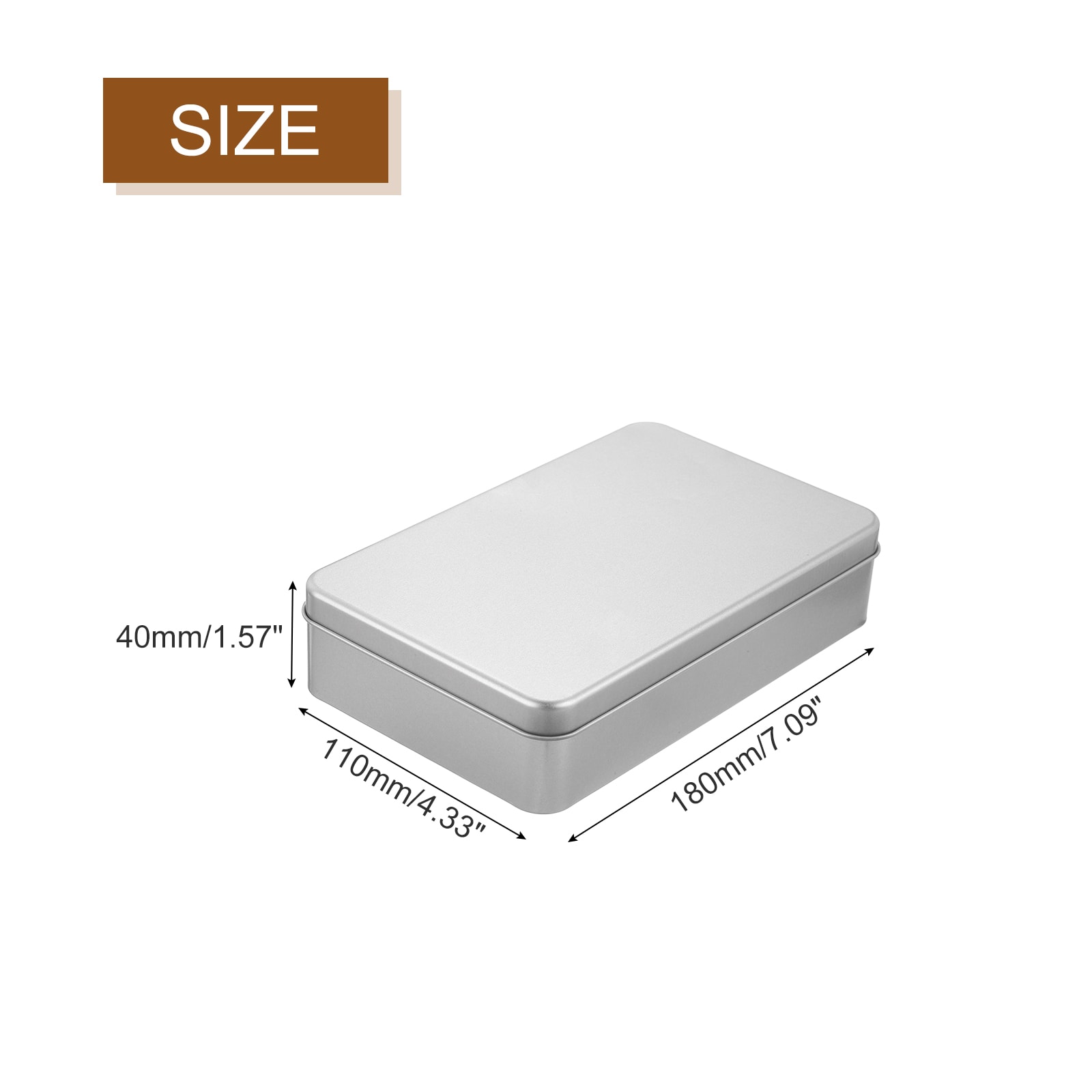 Unique Bargains Metal Tin Box Containers 2pcs 7.1x4.3x1.6 Inch Silver ...
