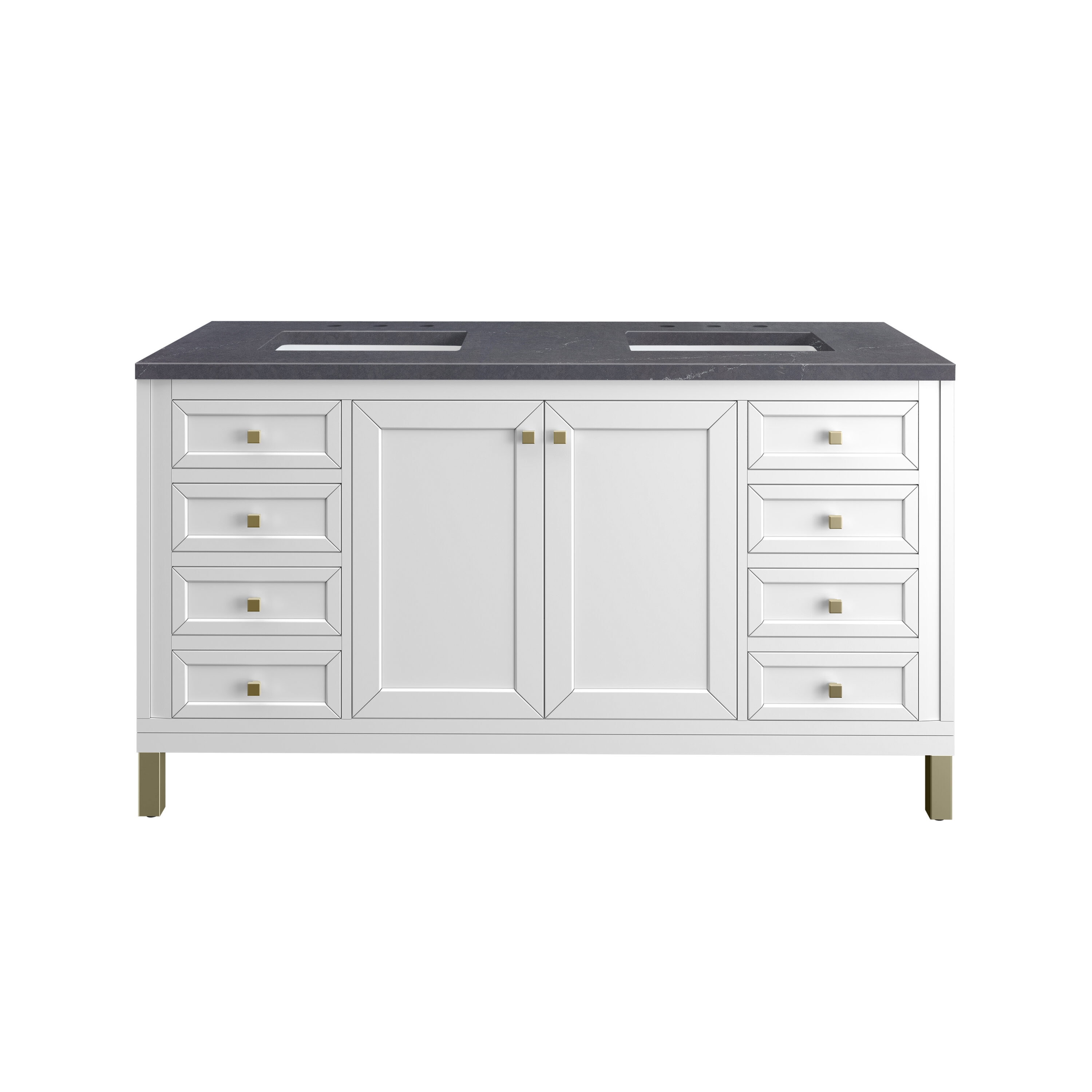 James Martin Vanities Chicago 60-in Glossy White Undermount Double Sink ...