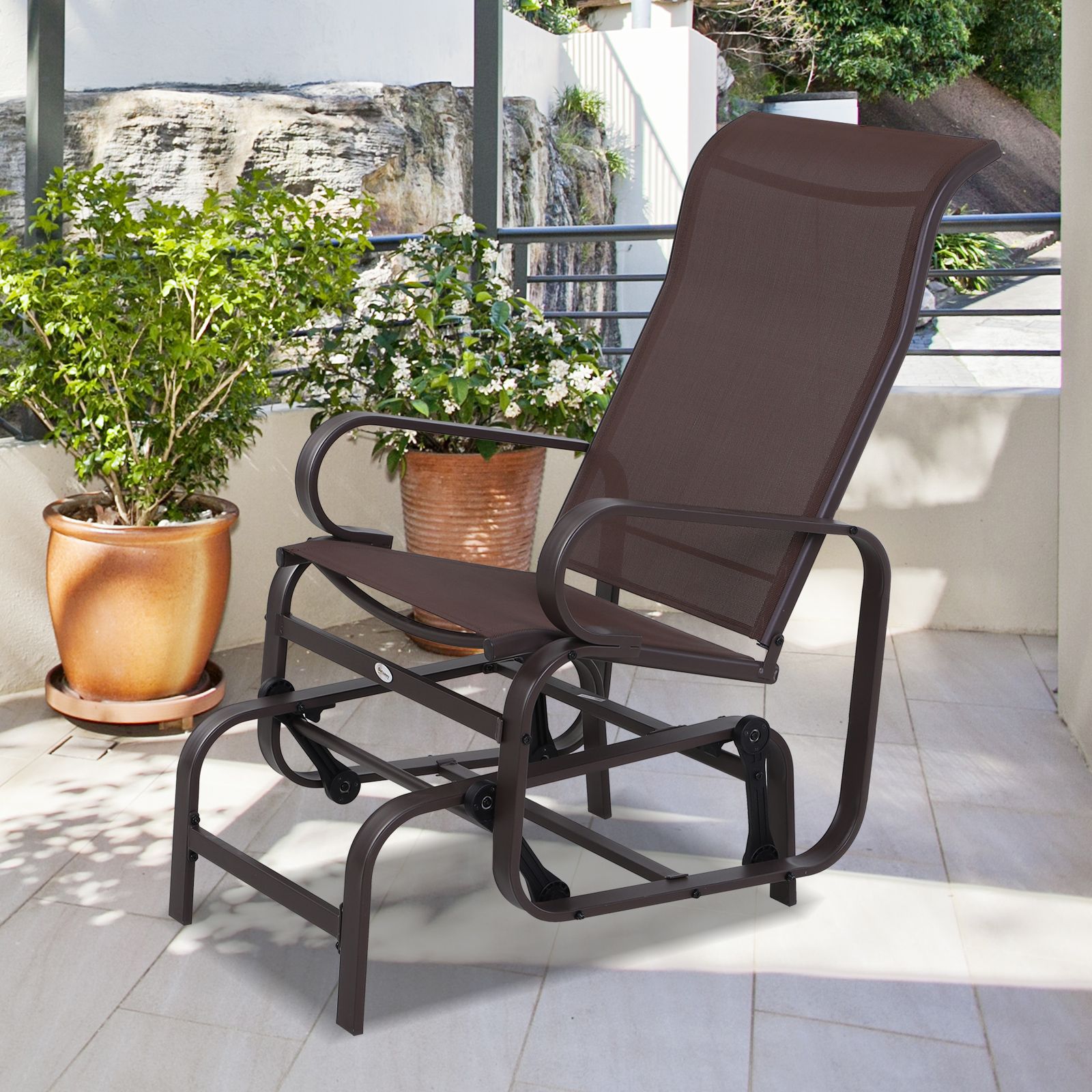 JUSHUA Gliding Lounger Chair Outdoor Swinging Chair Smooth Rocking Arms ...